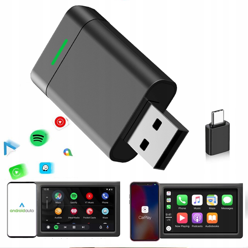 2 w 1 Bezprzewodowy Apple Carplay Android Auto Adapter Dla IOS Android ...