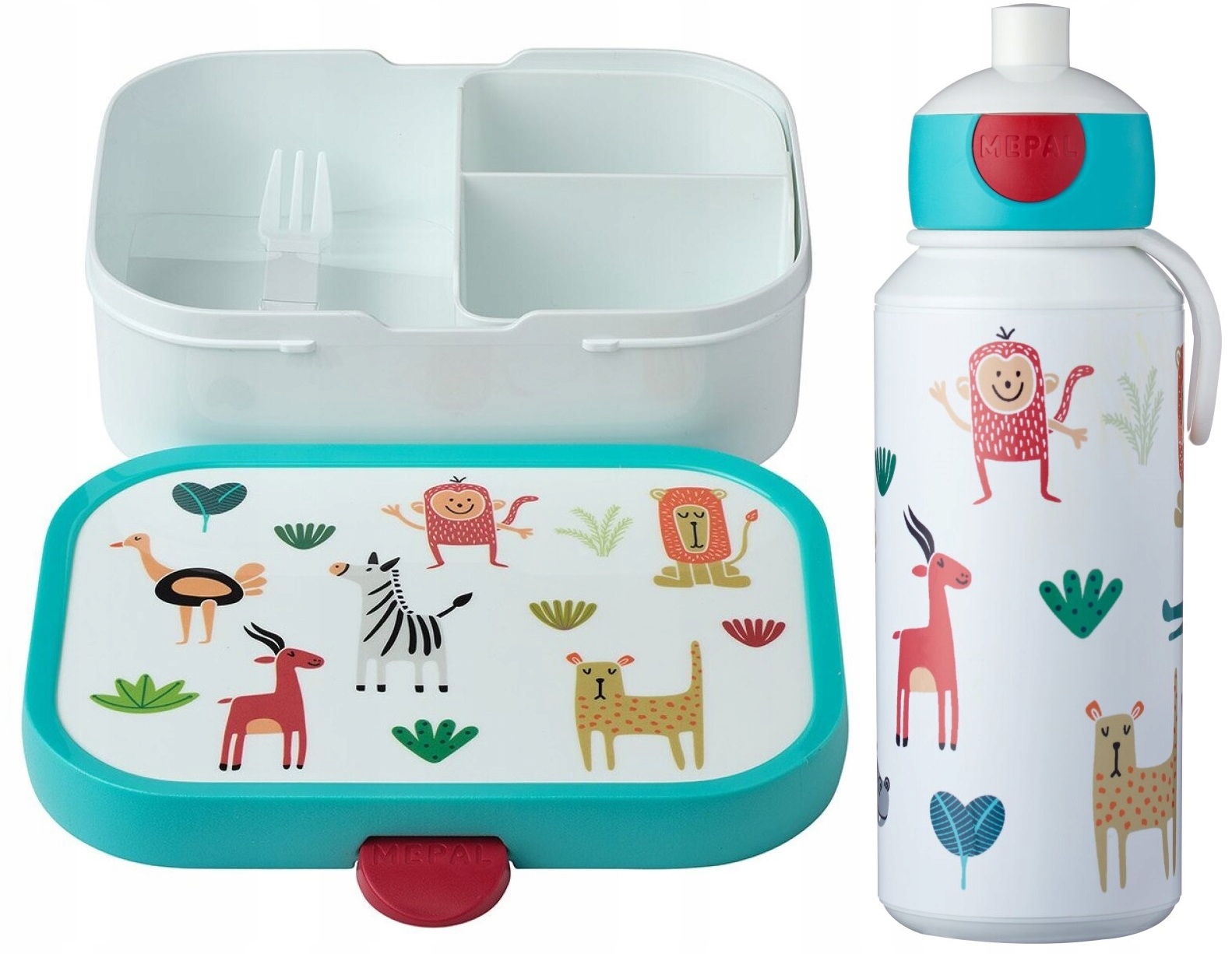MEPAL ZESTAW LUNCHBOX ŚNIADANIÓWKA BIDON DZIECI ANIMAL FRIENDS KANAPEK ...