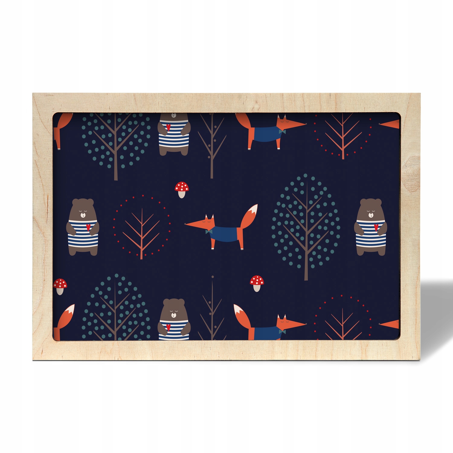 Nástěnný dřevěný obraz Liška strom medvídek vzor 55x35 za 1060.00CZK ...