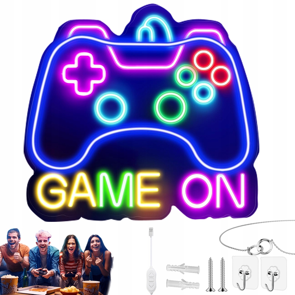 NEON LED PAD DLA GAMERA, OZDOBA ŚCIENNA, GAMINGOWA LAMPA LED USB 32 ...