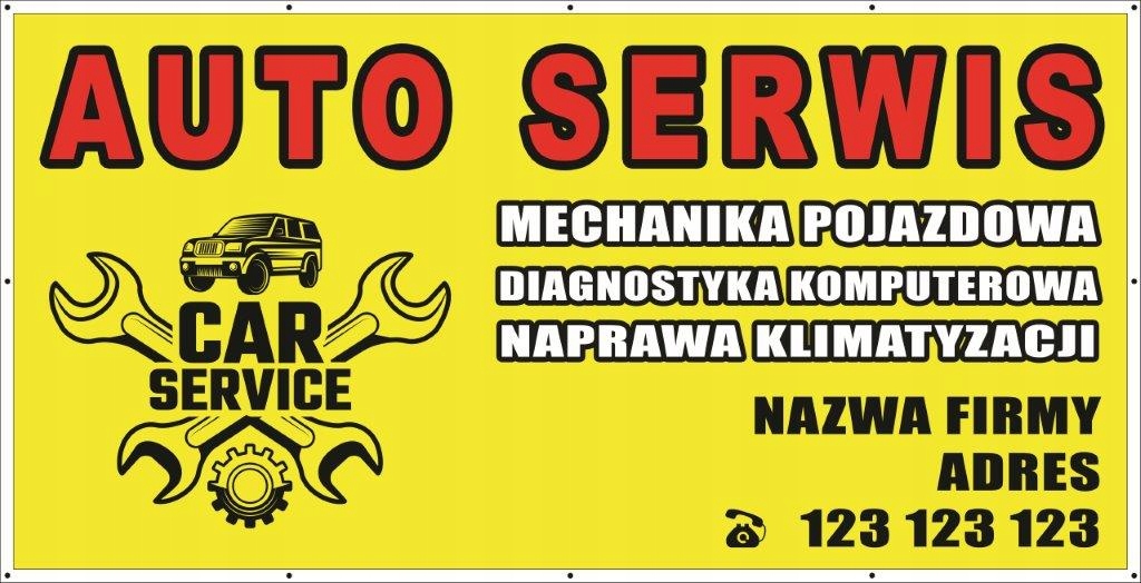 Baner Reklamowy 2 x 1 m - Auto Serwis - Baner Premium - Mocny ...