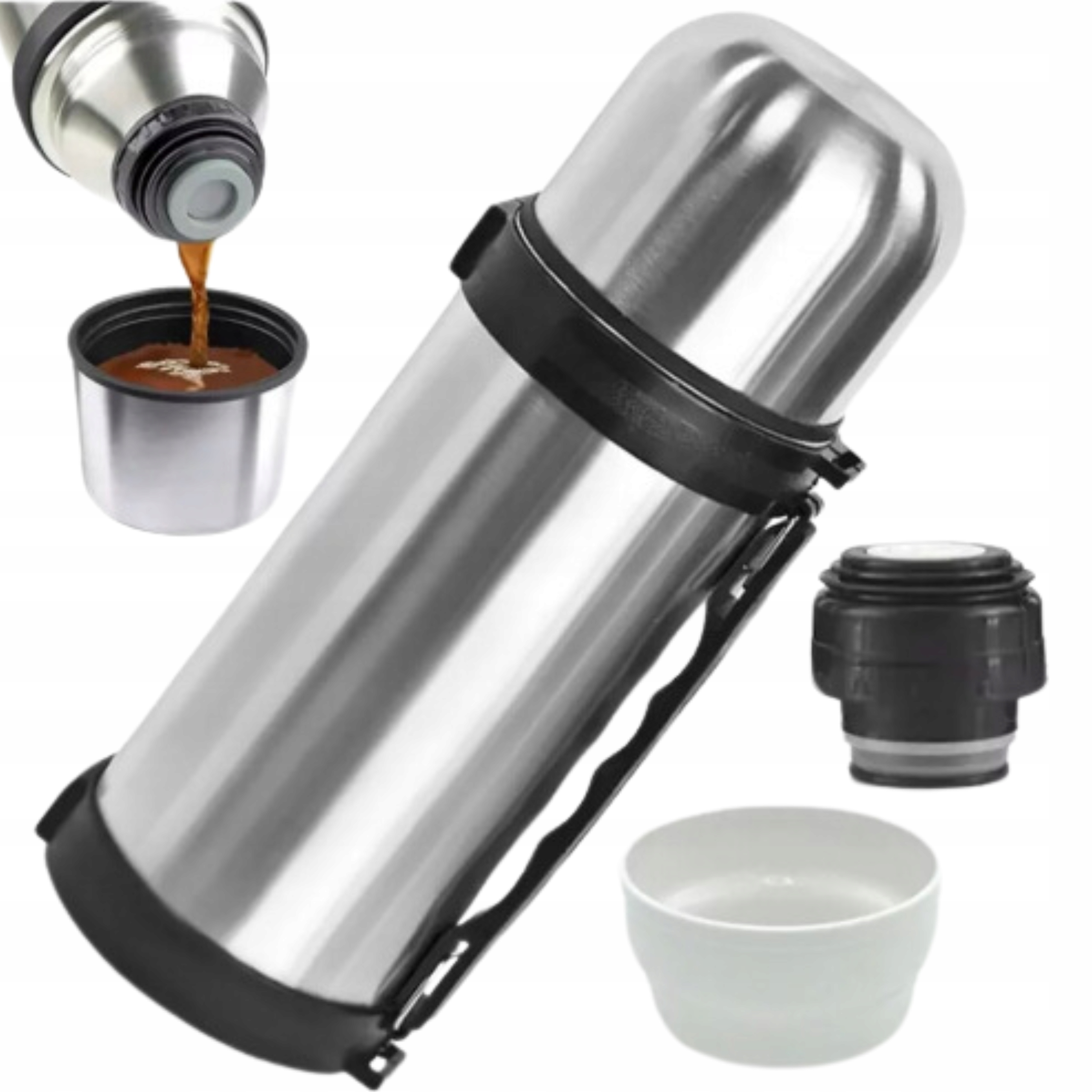 KOVOVÁ TERMOSKA 1200 ML VELKÁ NA ČAJ, TURISTICKÁ KÁVA S RUKOJETÍ, 1,2 L ...