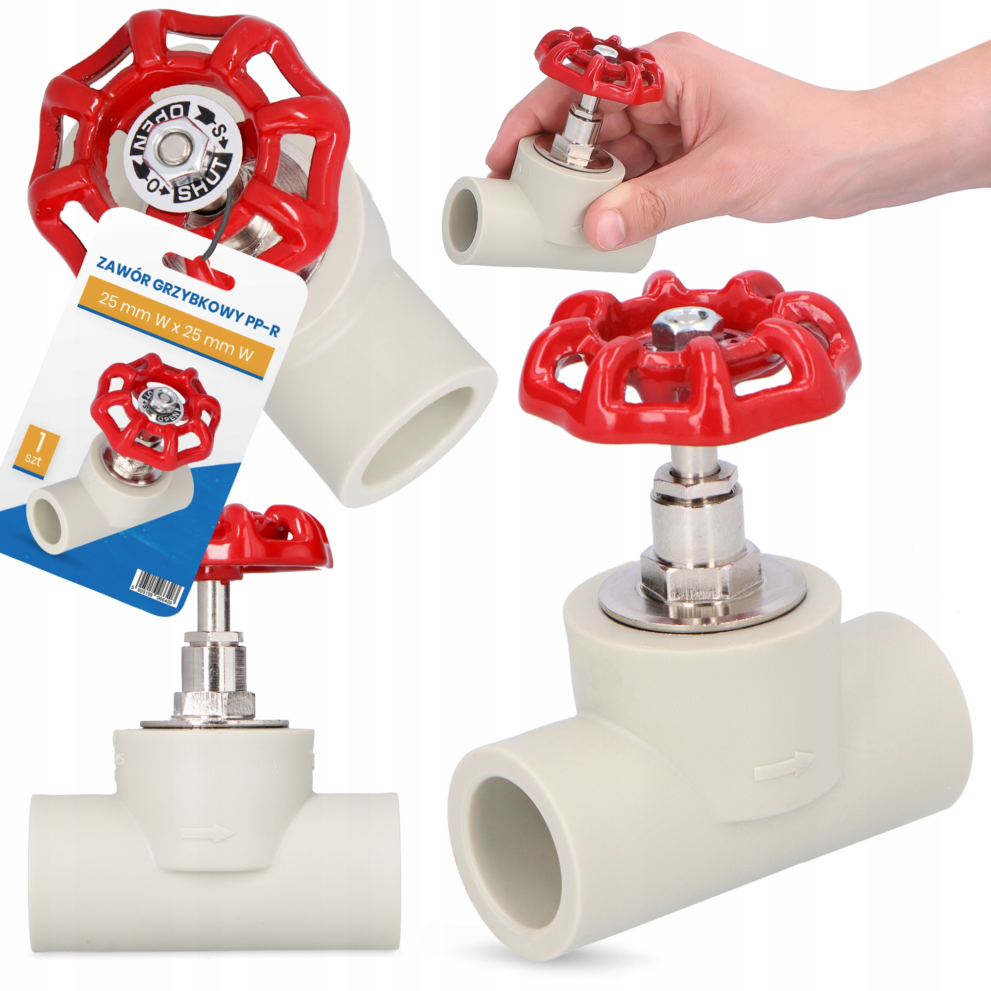 ZAWÓR GRZYBKOWY PPR 25 MM Zgrzewany PP Prosty ODCINAJĄCY POLIPROPYLEN ...