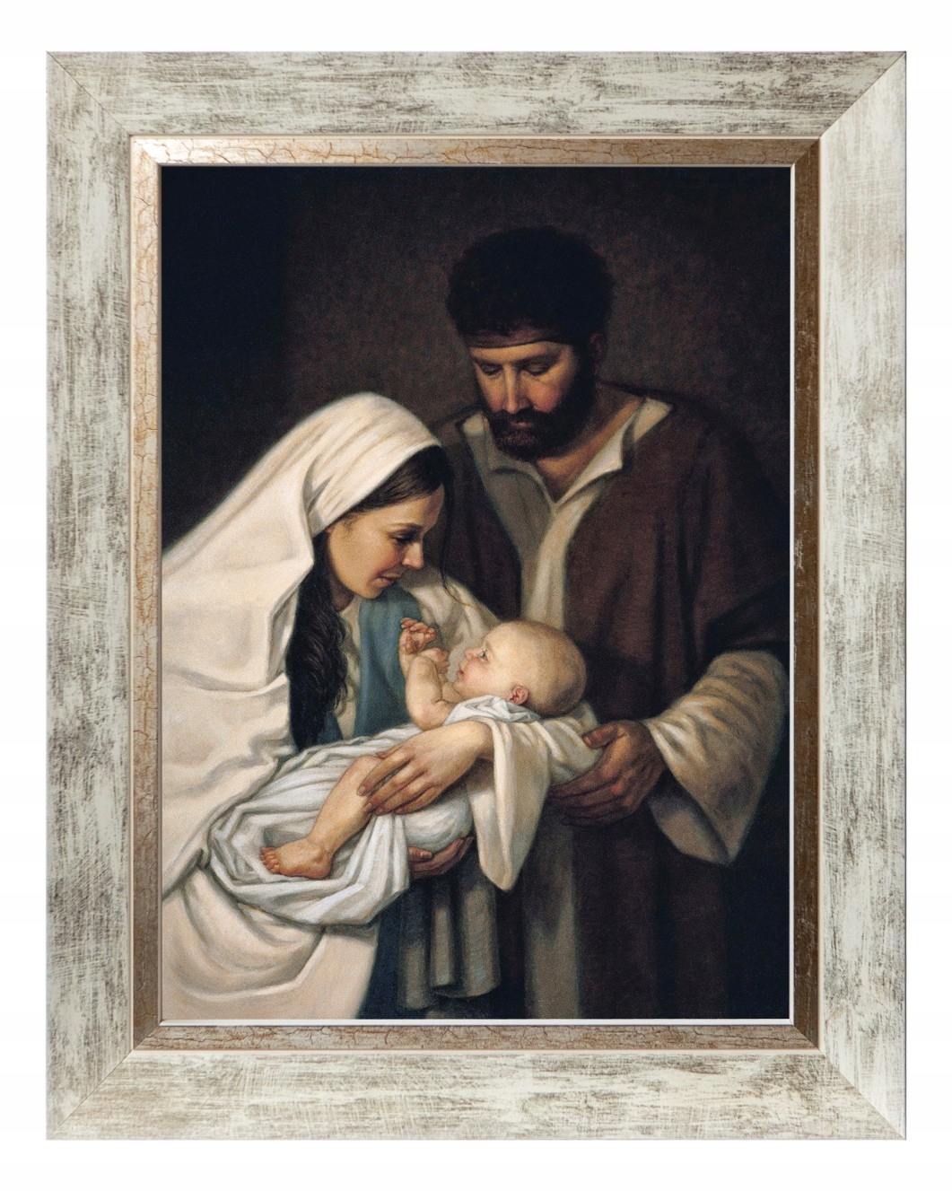 ŚWIĘTA RODZINA | OBRAZ SAKRALNY W BIAŁEJ OZDOBNEJ RAMIE 30X40 • Cena ...