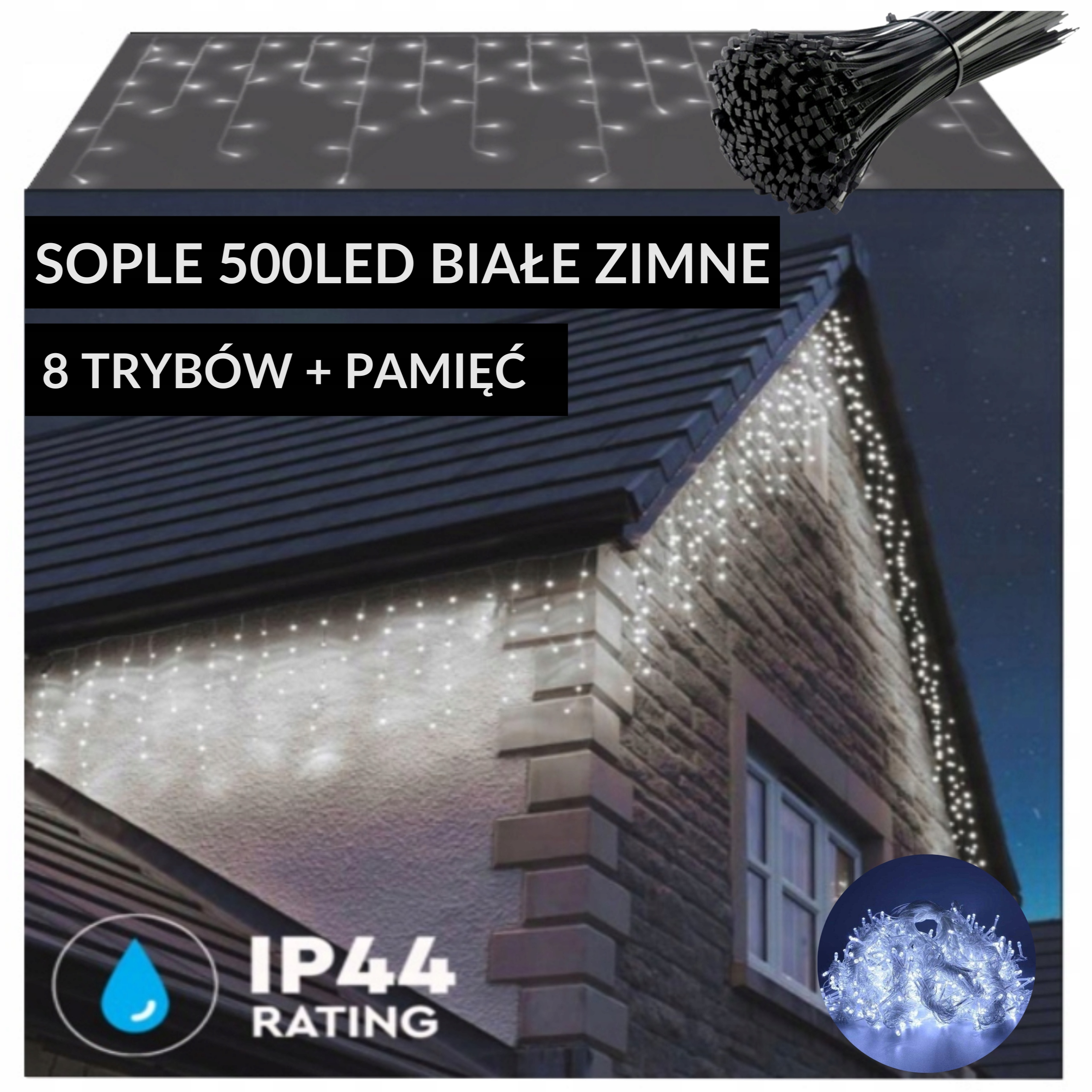 SOPLE 500 LED LAMPKI ZEWNĘTRZNE ŚWIĄTECZNE ZIMNE 8 trybów 19m TRYTYTKI ...