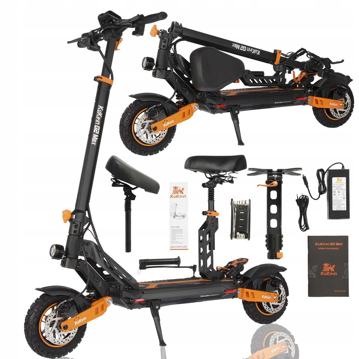 Kukirin G2 Max Pojazd elektryczny 1200W 55KM/H 80KM 20Ah48V 10'' PL ...