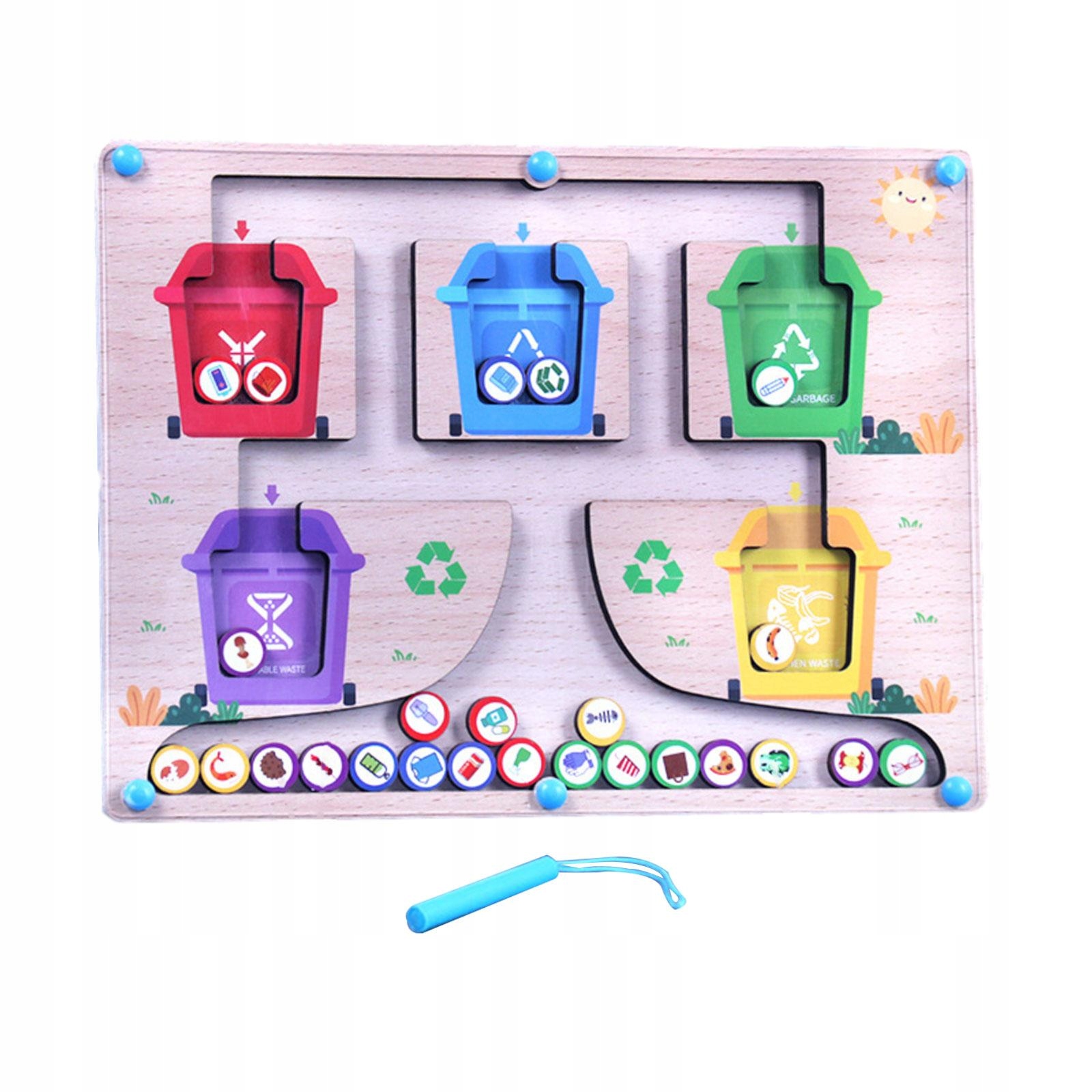zr-Magnetic Color Sorting Maze Board Educational Interactive Garbage ...