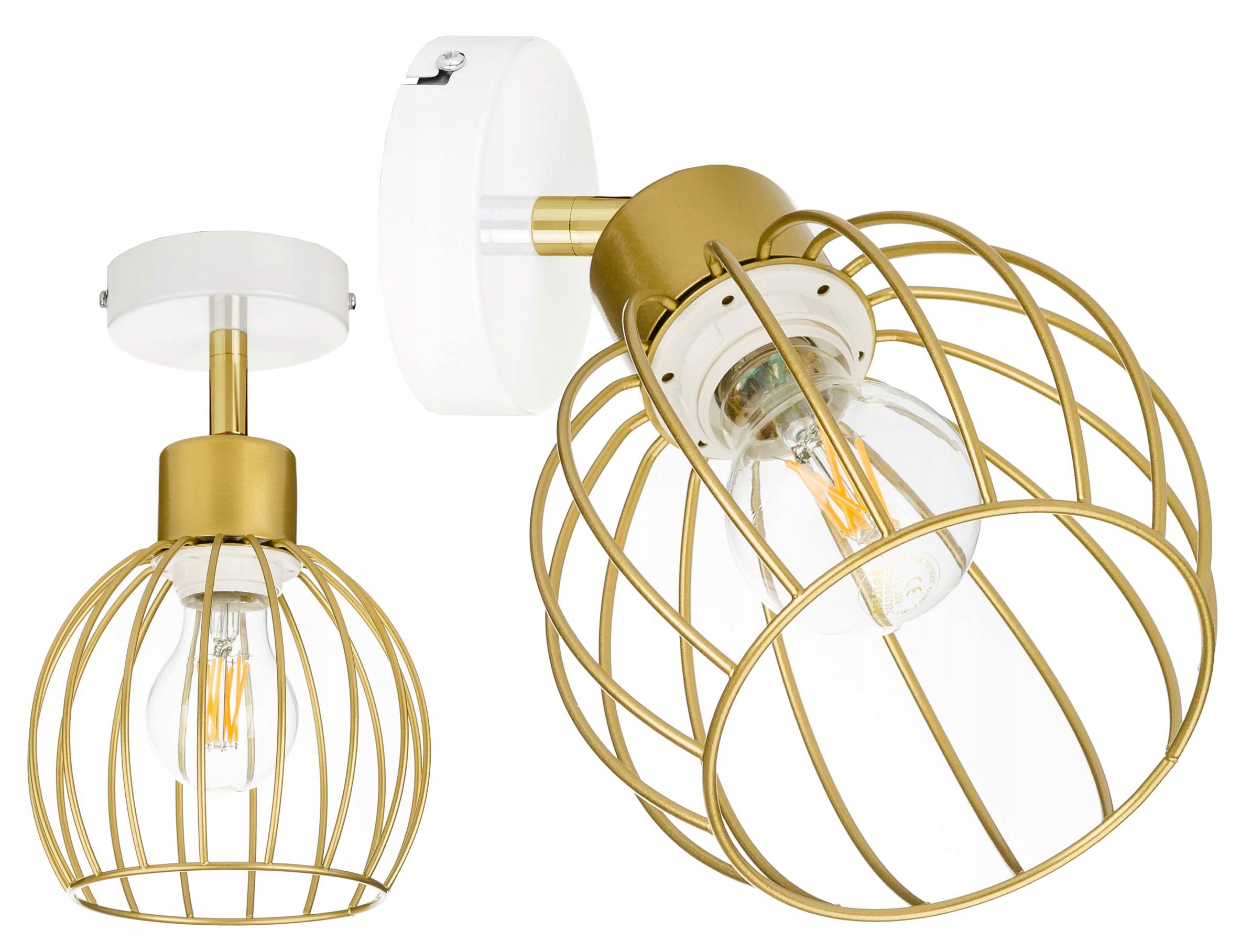 LAMPA KINKIET ścienny regulowany loft drut złoty 1 (5904261949991 ...