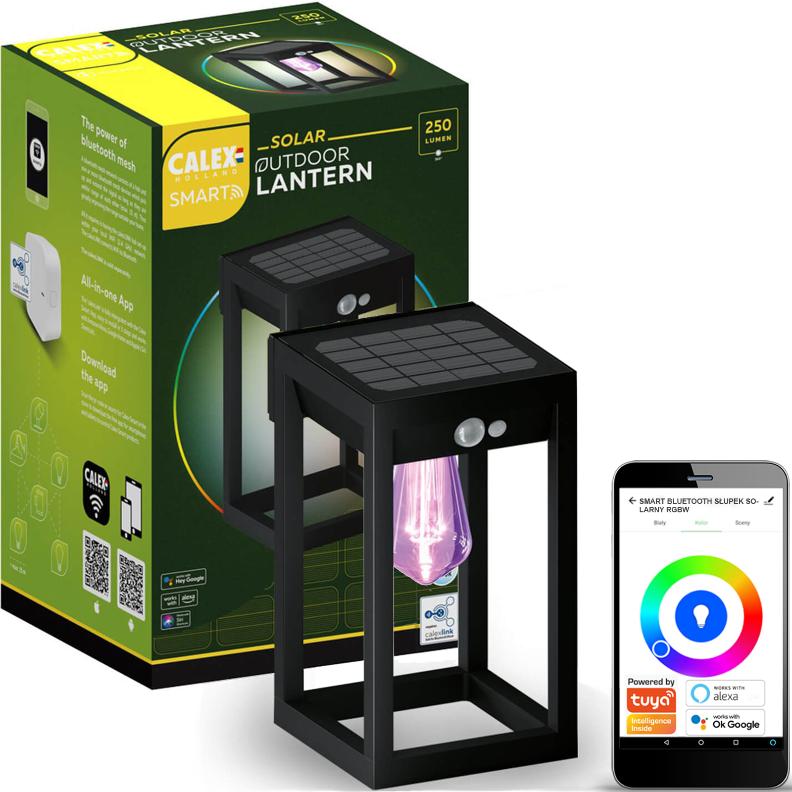 Lampa Solarna Ogrodowa LED Oprawa Zewnętrzna TUYA Bluetooth RGB CCT ...