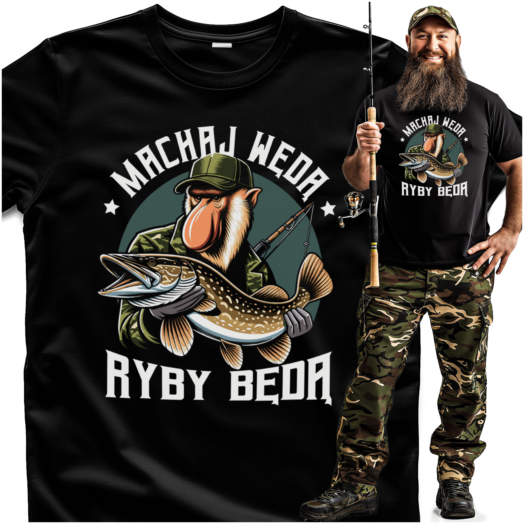 Koszulka męska Dla Wędkarza Ze Szczupakiem Machaj wędą ryby będą ... Koszulka męska Dla Wędkarza Ze Szczupakiem Machaj wędą ryby będą ...
