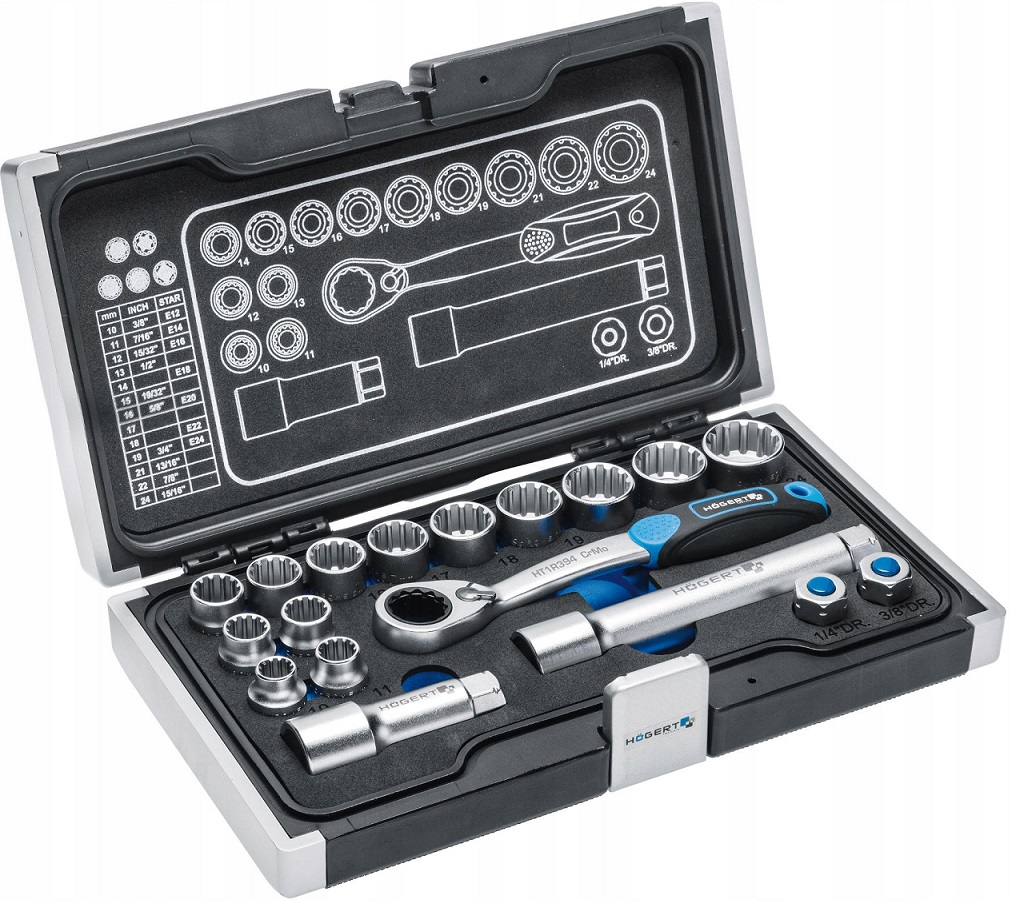 HOGERT ZESTAW NARZĘDZIOWY KLUCZY NASADKI TORX SPLINE KLUCZE NASADOWE 18szt. 5901867185730 za 244 ...