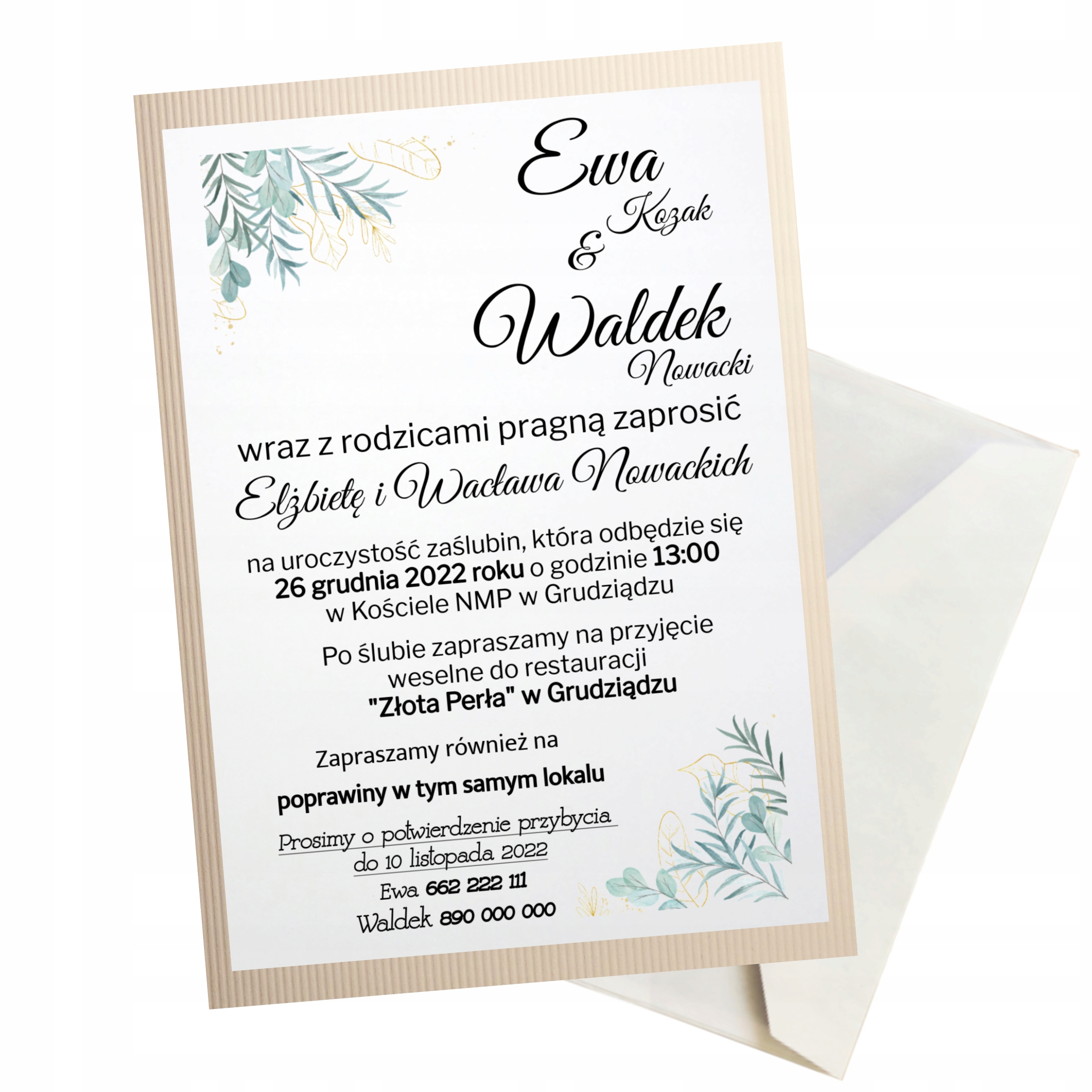 ZAPROSZENIE ŚLUBNE WESELNE PERSONALIZOWANE ECRU • Cena, Opinie ... ZAPROSZENIE ŚLUBNE WESELNE PERSONALIZOWANE ECRU • Cena, Opinie ...