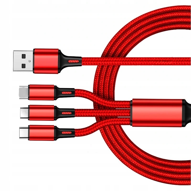 Kabel Interlook USB - USB typ C / microUSB / Lightning 1,2 m czerwony - Sklep, Opinie, Cena w ...