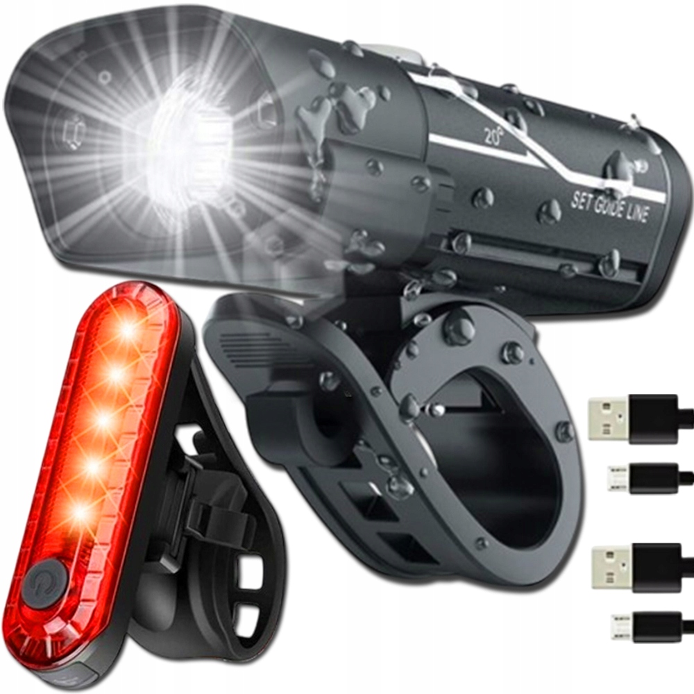 ZESTAW LAMPEK ROWEROWYCH DO ROWERU PRZÓD I TYŁ LAMPKI ROWEROWE USB ...