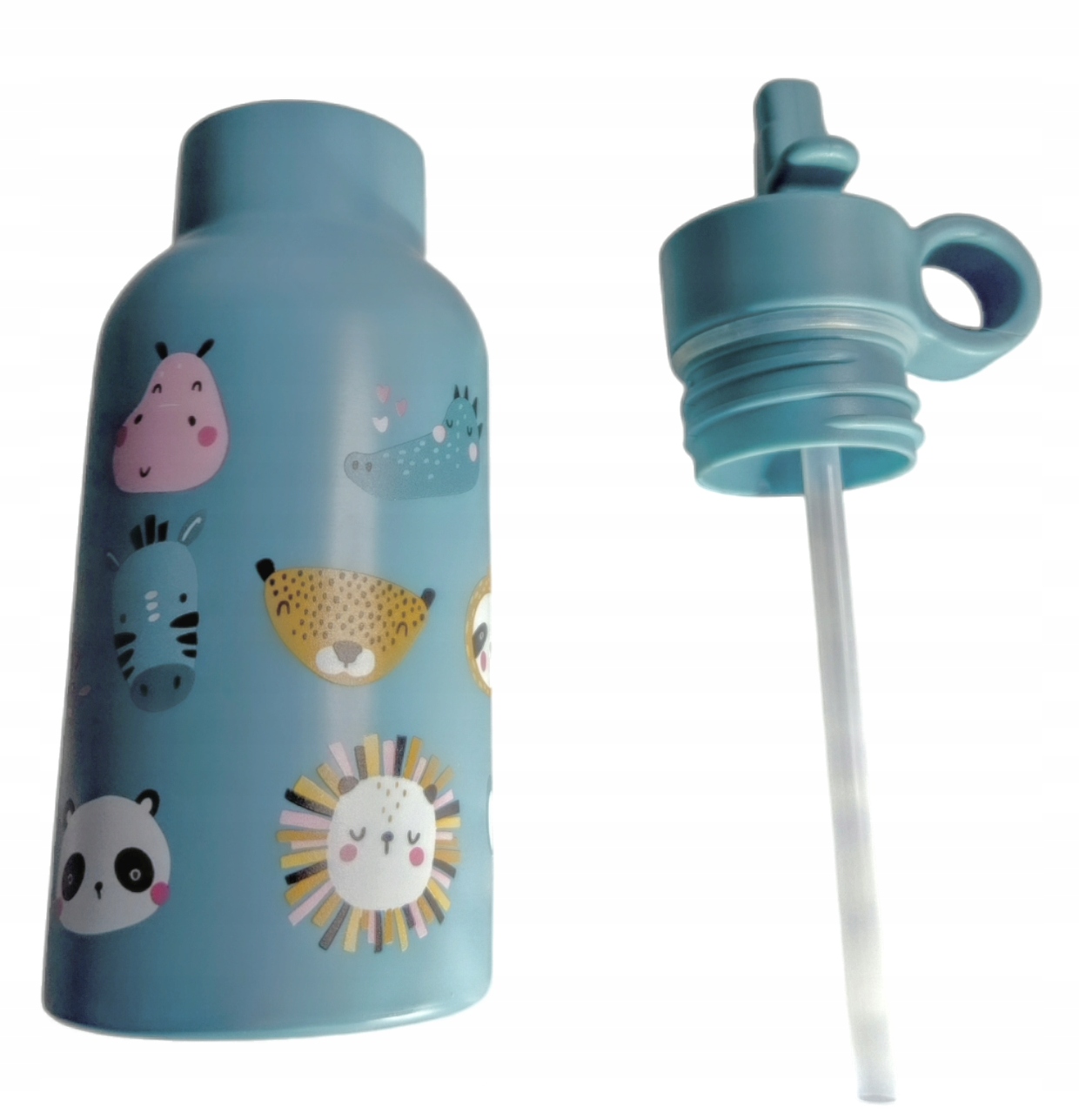 TERMOS DLA DZIECI 350 ML BIDON KUBEK TERMICZNY ZE SŁOMKĄ ZWIERZĄTKA METAL - 8002022120485 ...