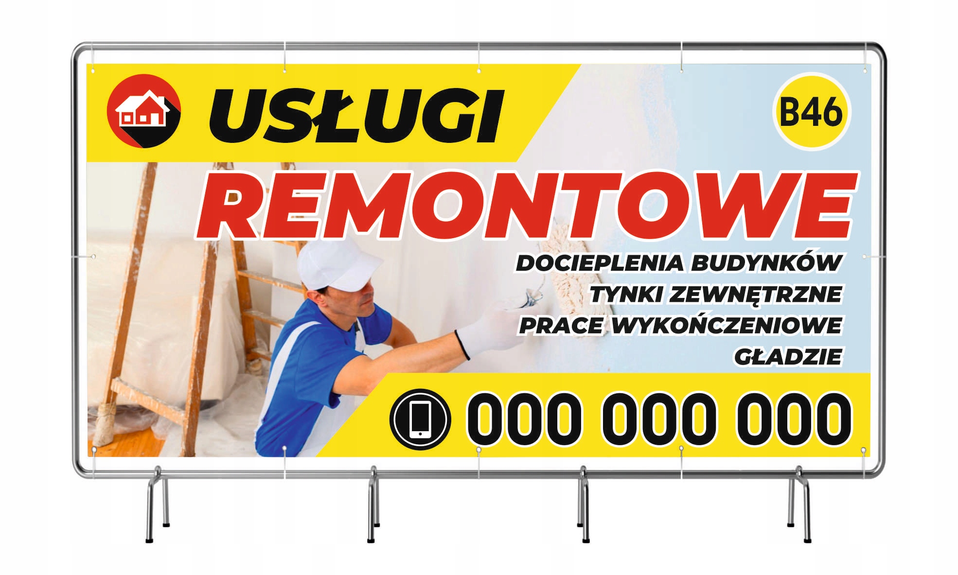 BANER REKLAMOWY 2x1m Remonty • Cena, Opinie • Banery 13422751859 • Allegro