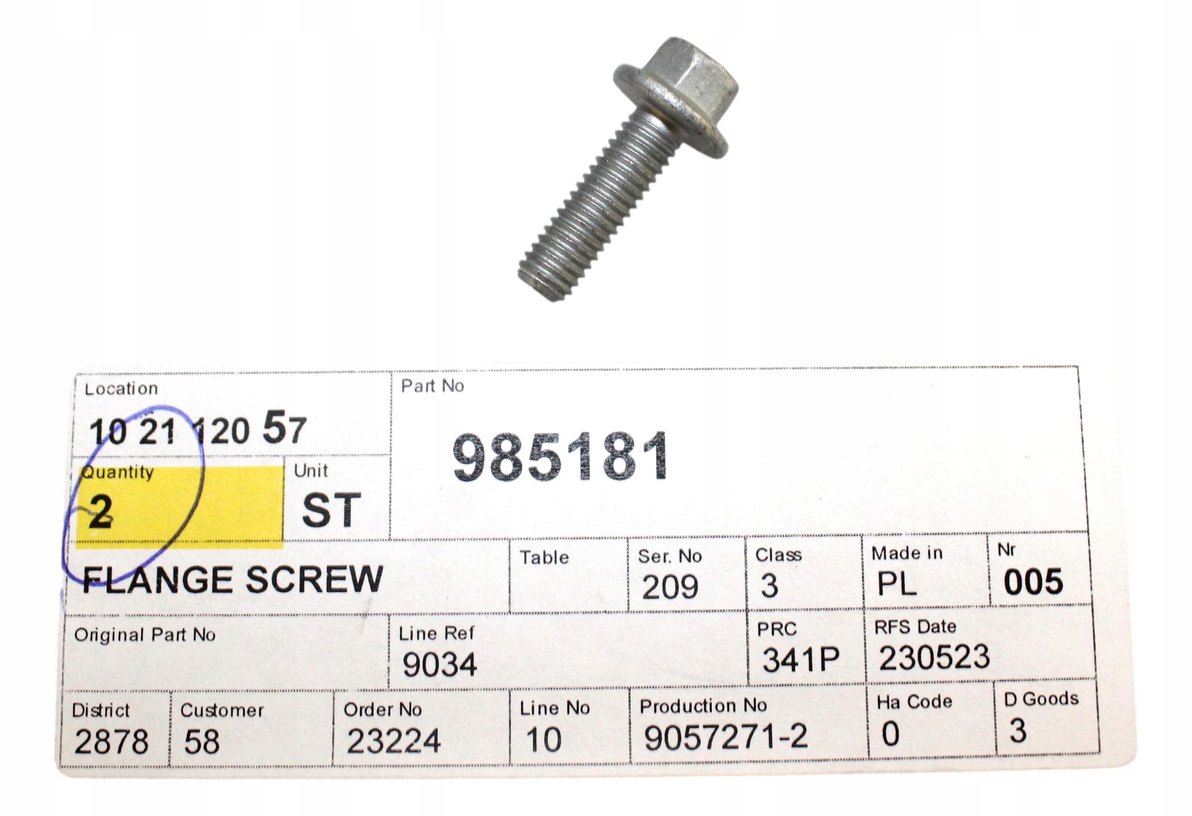 VOLVO originálna skrutka M6x20 OE 985181 za 5.41EUR - Allegro