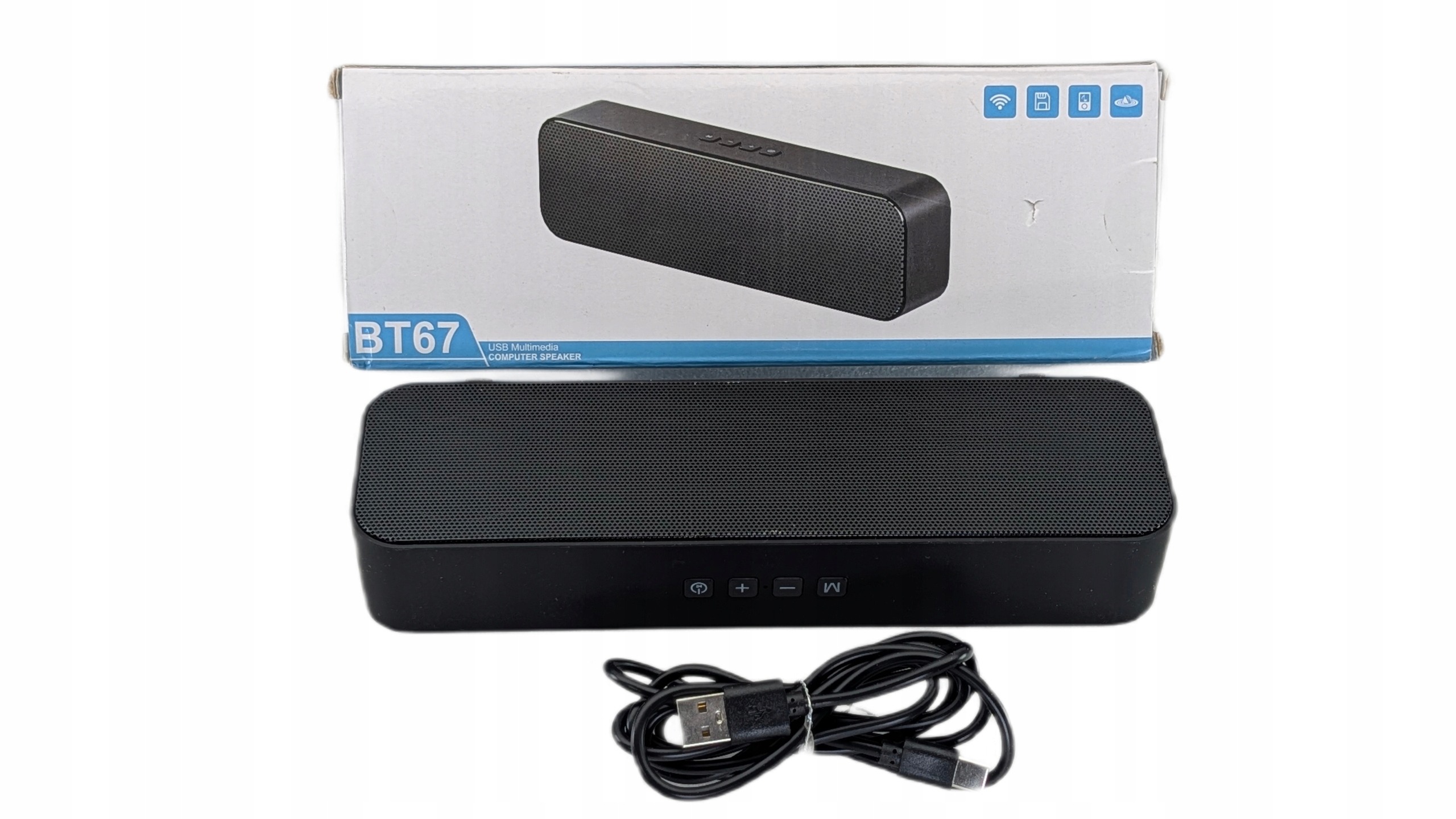 GŁOŚNIK STEREO DO KOMPUTERA LAPTOPA FM SOUNDBAR FM USB MINI JACK 3,5 mm ...