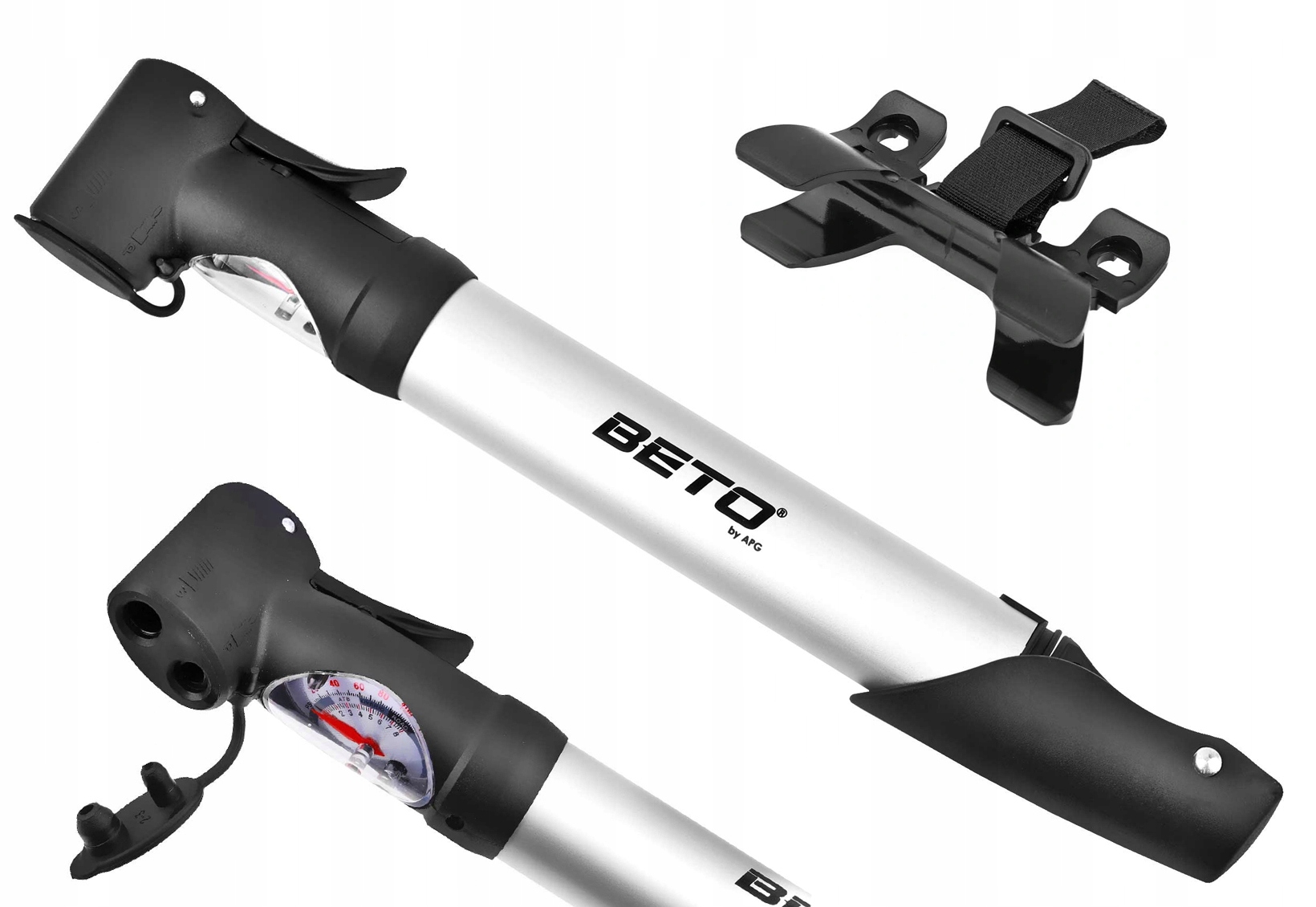 POMPKA ROWEROWA BETO CLD-023G MANOMETR ALUMINIUM SHRADER PRESTA ...