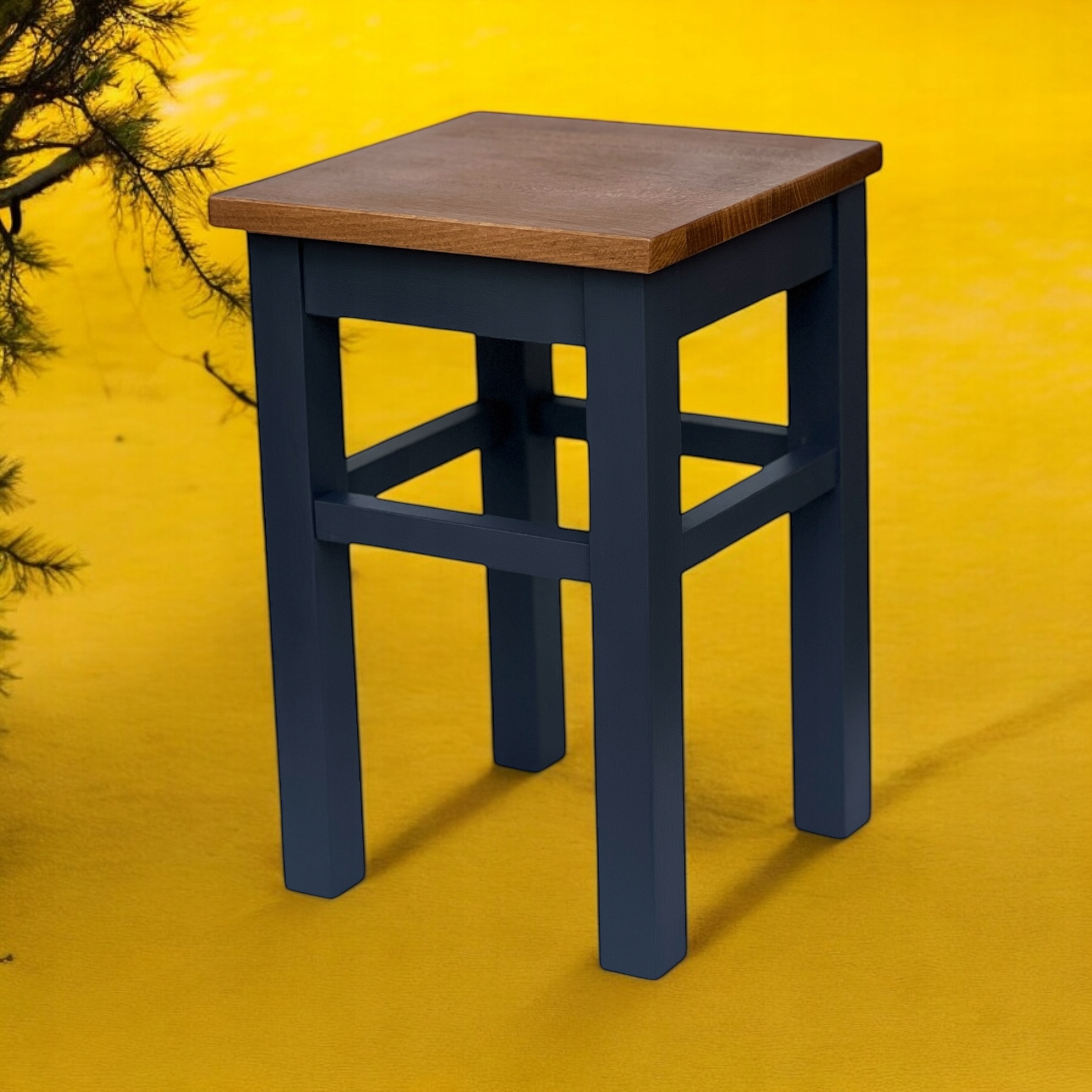 Taboret Bukowy Rustykalny Loft Biały - Czarny Solidny Loft Rustykalny ...