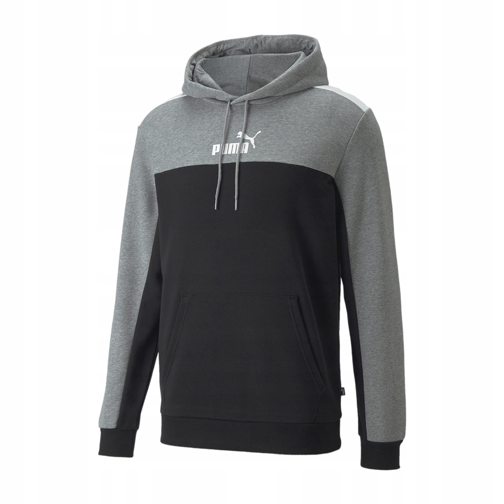 BLUZA MĘSKA PUMA ESS+ BLOCK HOODIE TR SZARO-CZARNA 847428 01 r S ...
