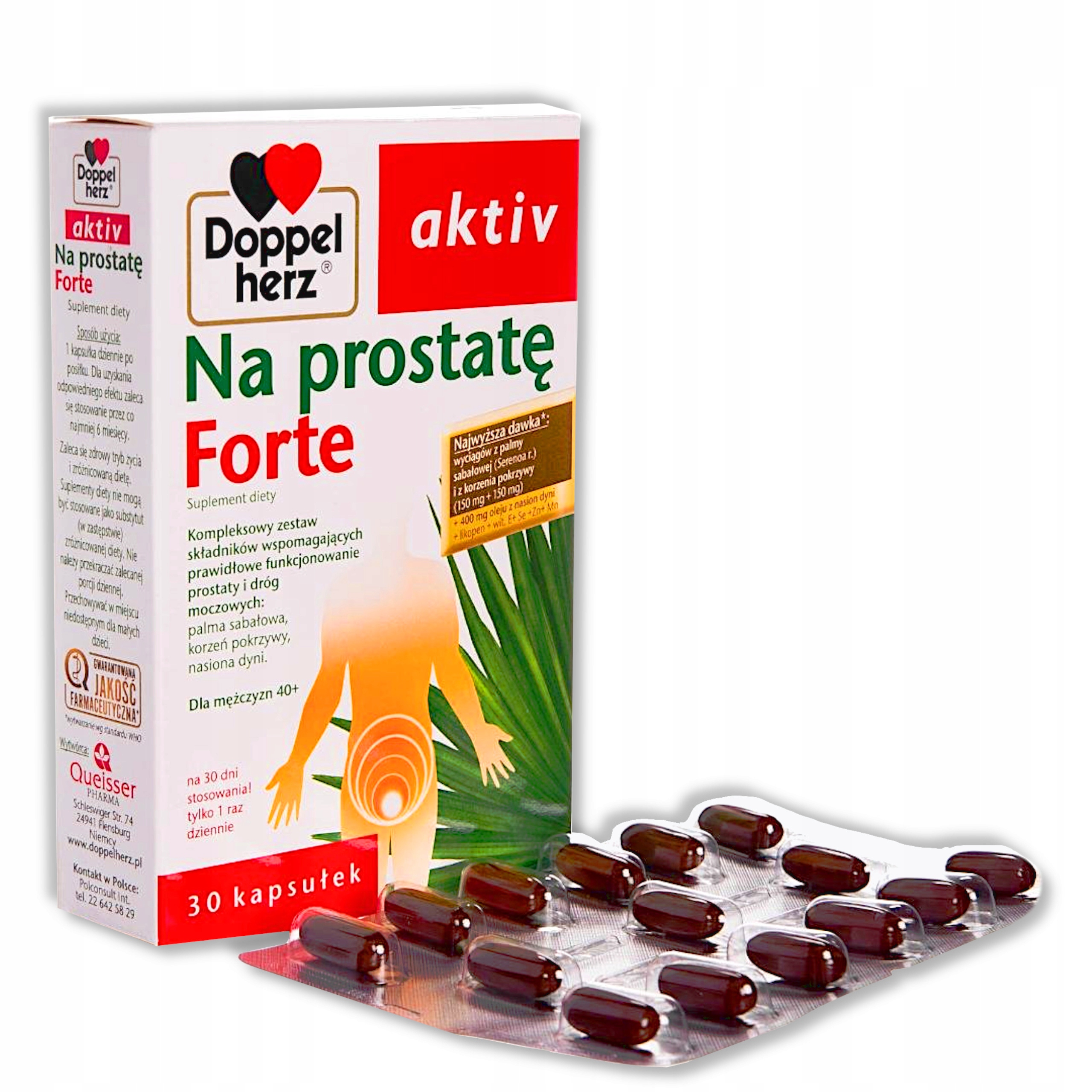 Doppelherz aktiv na prostatę Forte, 30 kapsułek dla mężczyzn, układ ...