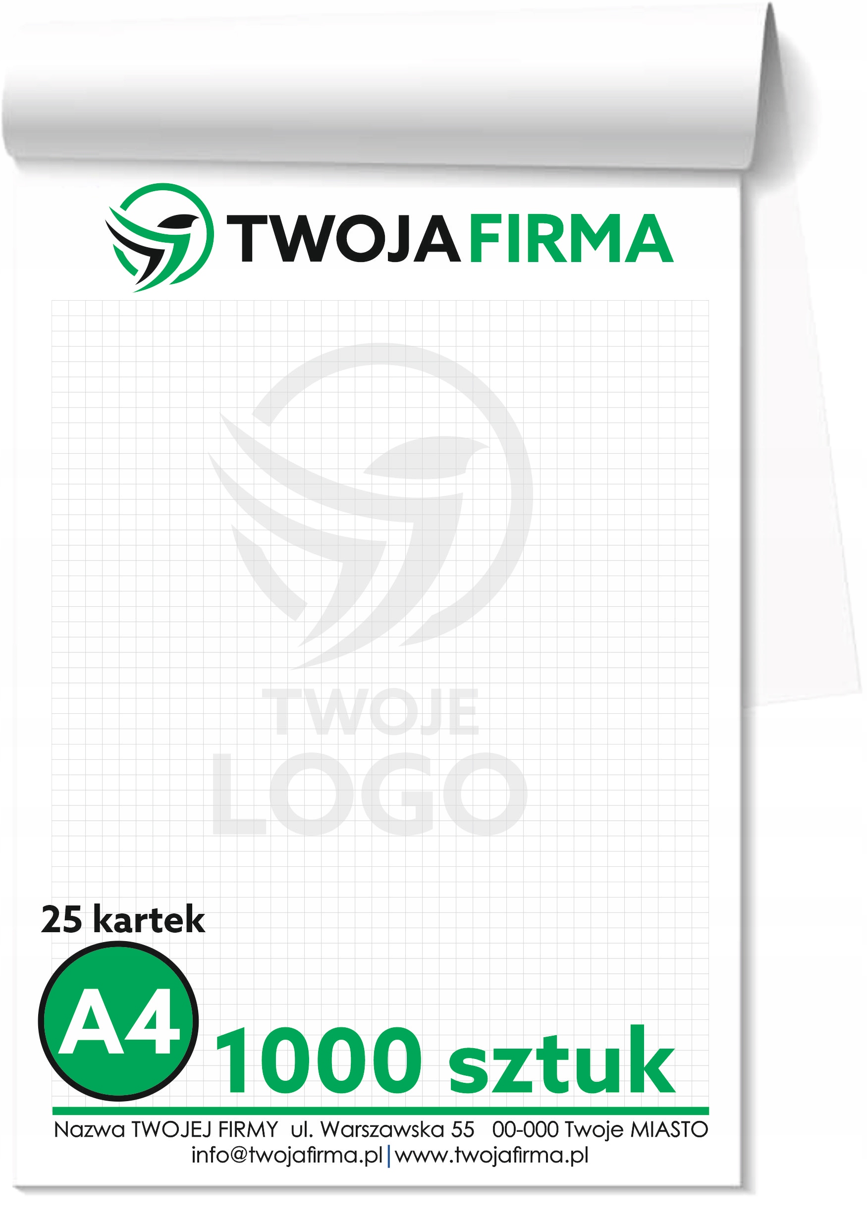 BLOCZKI Reklamowe A4 NOTESY LOGO 1000 sztuk (5905309504653) • Cena ...