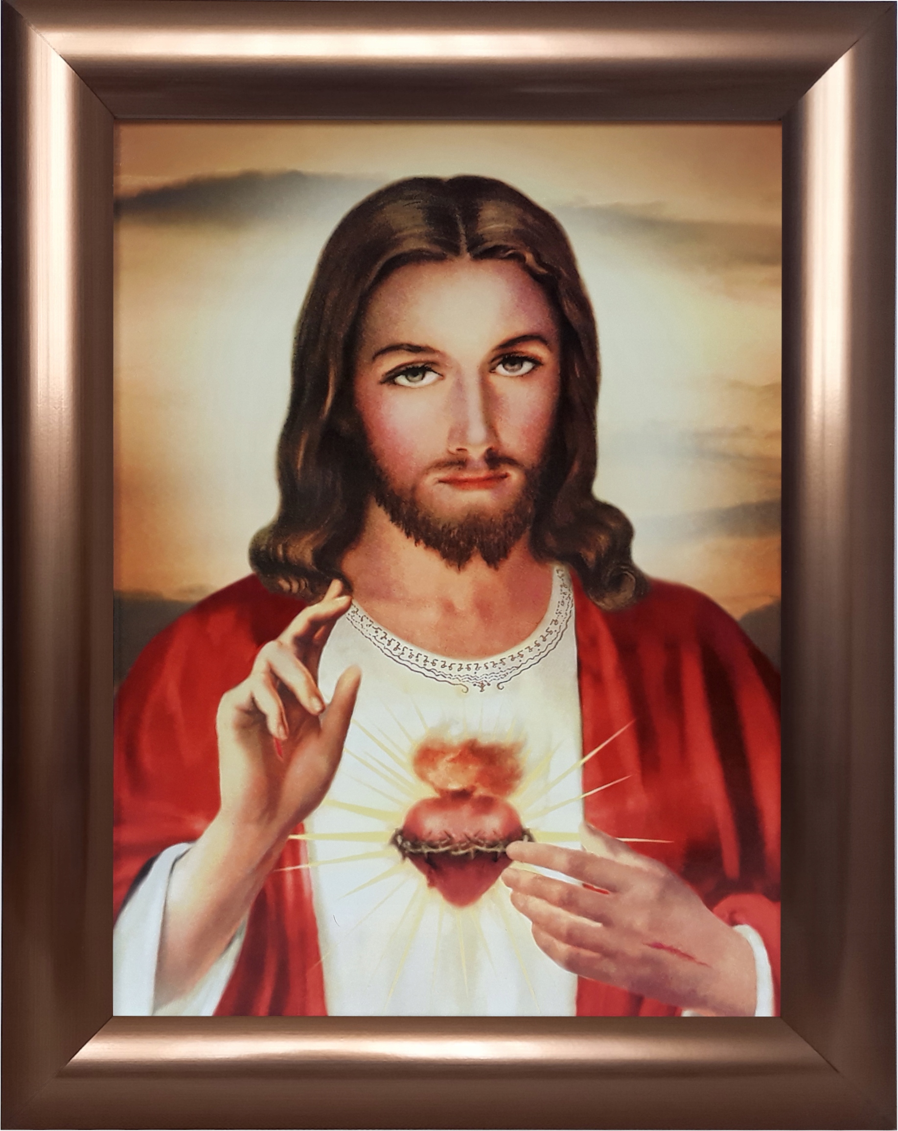OBRAZ 49x39 JEZUS SERCE JEZUSA MIEDZIANA RAMA • Cena, Opinie • Obrazki ...