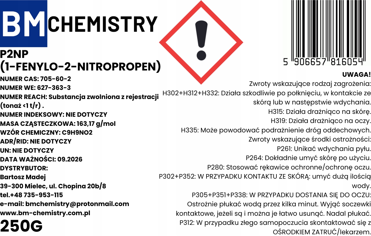 P2NP (1-FENYLO-2-NITROPROPEN) 500G (5906657816054) • Cena, Opinie ...