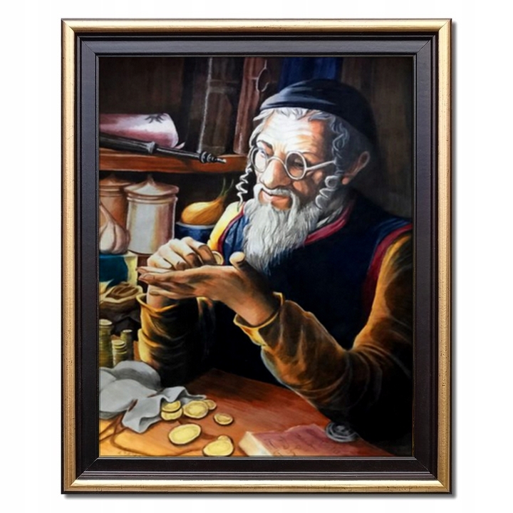PORTRET ŻYDA Z PIENIĄŻKIEM ŻYD NA SZCZĘŚCIE OBRAZ • Cena, Opinie - Allegro