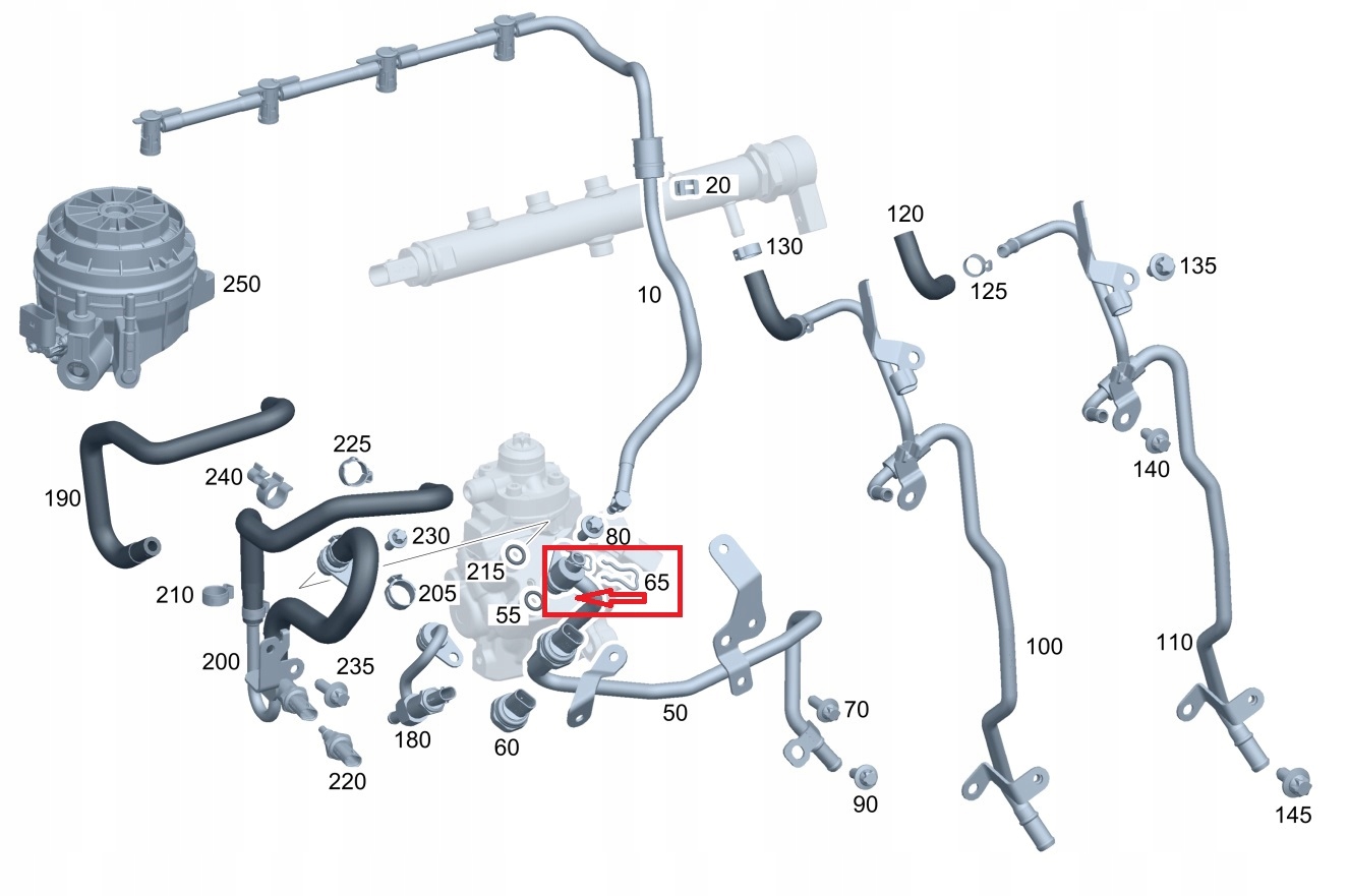 ORYGINALNE ZABEZPIECZENIE PRZEWODU PALIWOWEGO MERCEDES OM654 ...
