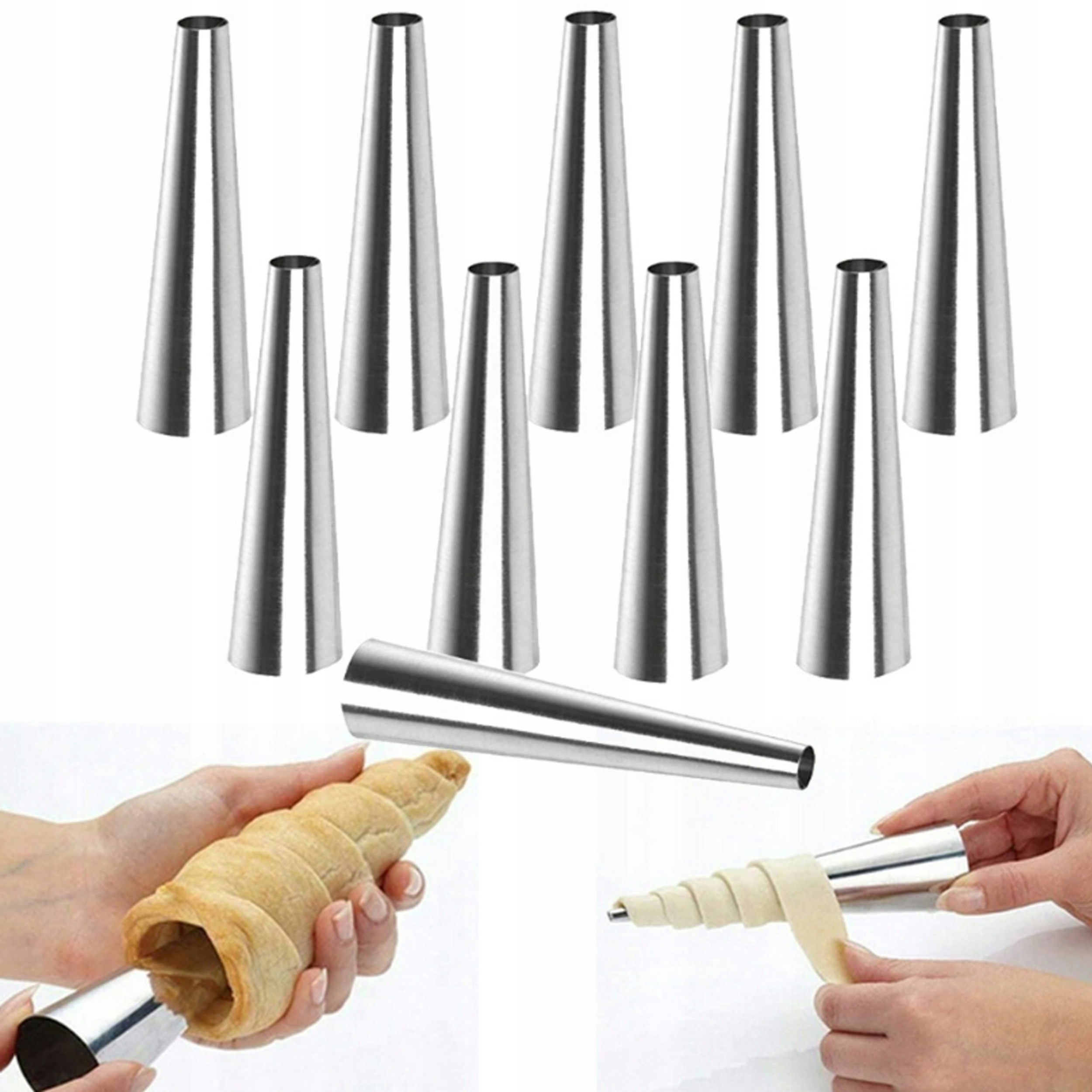 FOREMKI STOŻKI RURKI DO PIECZENIA RUREK Z KREMEM CIASTEK 12CM DUŻE ...