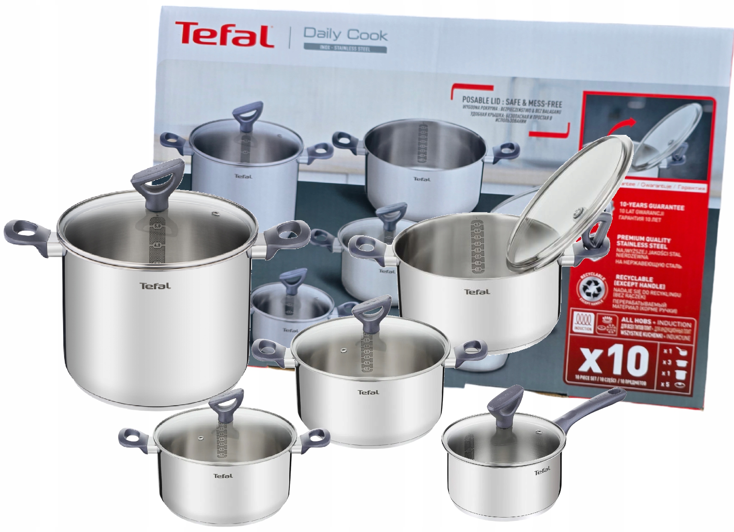 ZESTAW GARNKÓW TEFAL DAILY COOK 10 set INDUKCJA2 (G712SA55) • Cena ... ZESTAW GARNKÓW TEFAL DAILY COOK 10 set INDUKCJA2 (G712SA55) • Cena ...