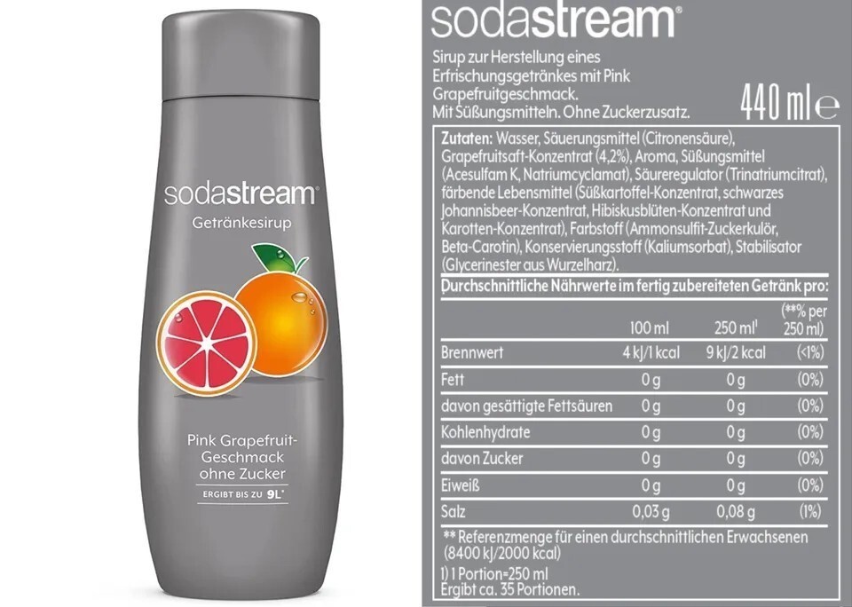 Syrop Sodastream Pink Grapefruit bez cukru 375ml • Cena, Opinie - Allegro