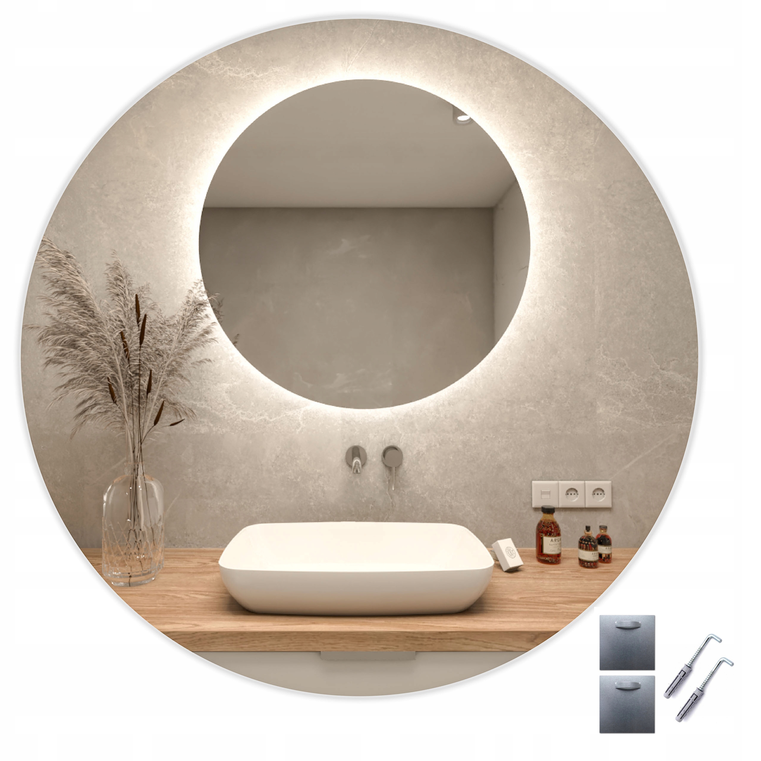 LUSTRO LED 90 cm COB 480 LED/1 m OKRĄGŁE LEDOWE WODOODPORNY ZASILACZ ...