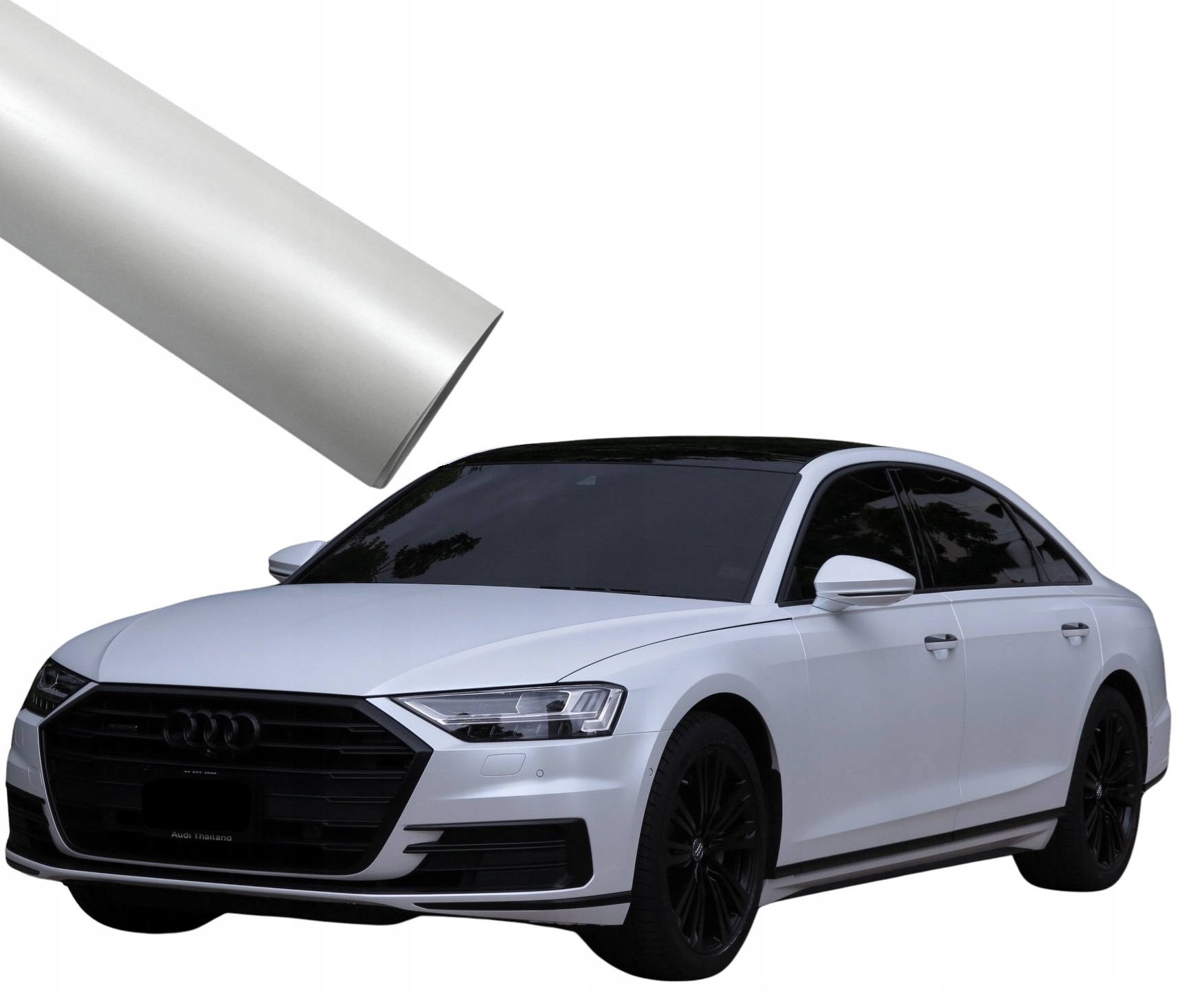 FOLIA BIAŁA SATYNA 200cm x 152cm PERŁA CHROM MAT SAMOCHODOWA ...