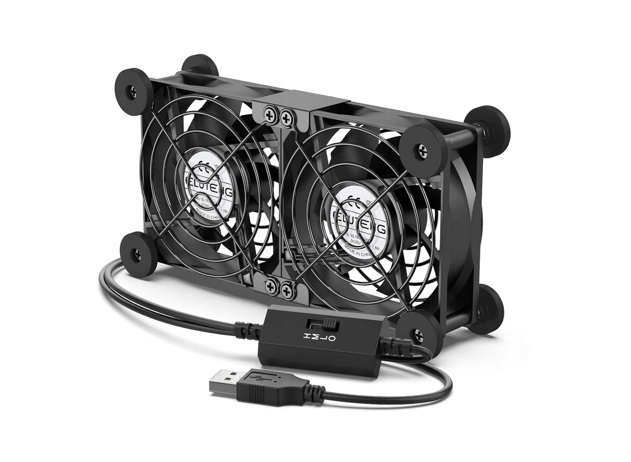 ELUTENG USB Ventilátor 2 az 1-ben 80mm Dupla Csendes 3 Sebességes PC ...