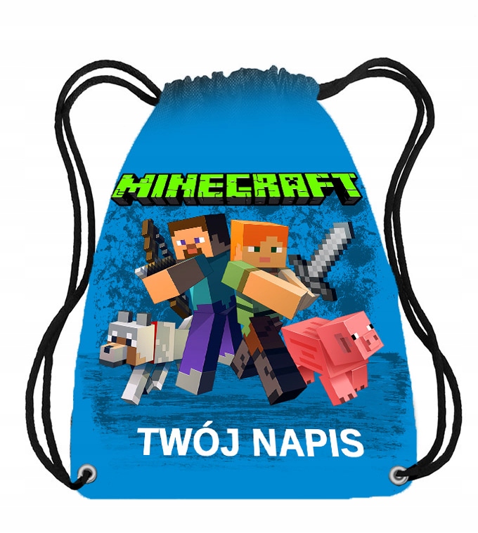 MINECRAFT WOREK PLECAK ALL PRINT TWÓJ NAPIS NICK • Cena, Opinie ...