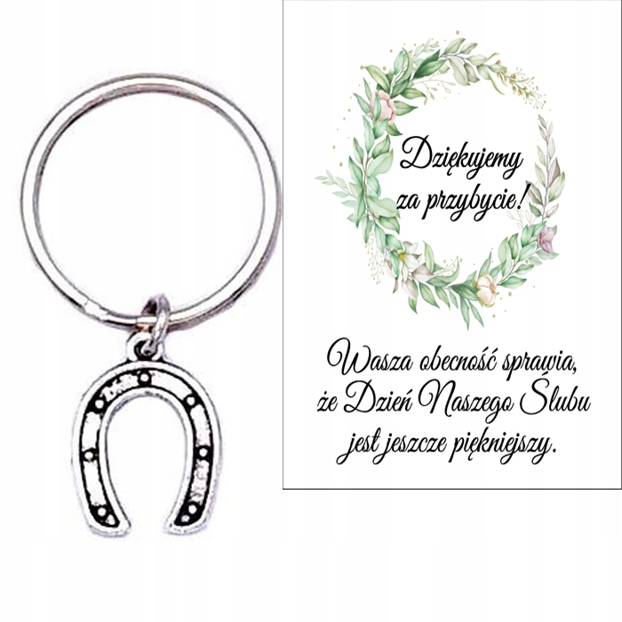 PODZIĘKOWANIE DLA GOŚCI PREZENT ŚLUB WESELE PODKOWA BRELOK PAMIĄTKA ...