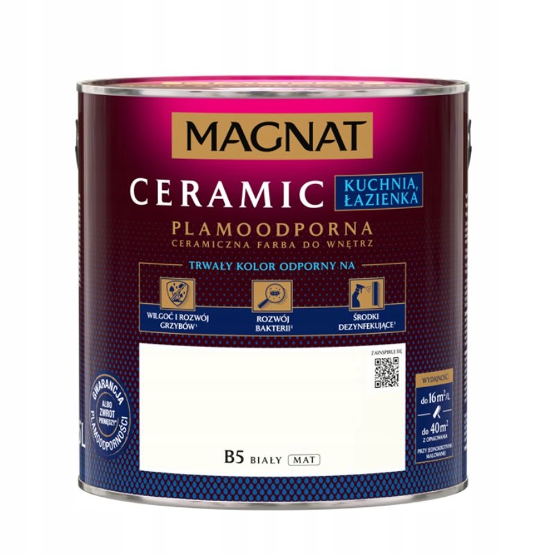 Farba MAGNAT Kitchen Bathroom B5 biały 2,5L (5903973197966) • Cena ...