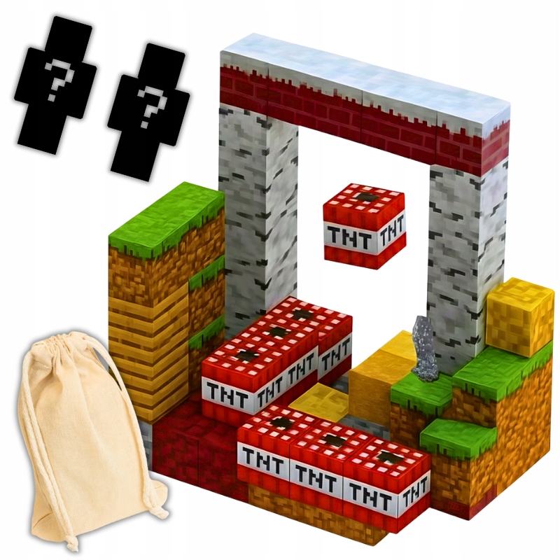 KLOCKI MAGNETYCZNE SZEŚCIANY KONSTRUKCYJNE BLOKI 100EL + WOREK + 2 ...