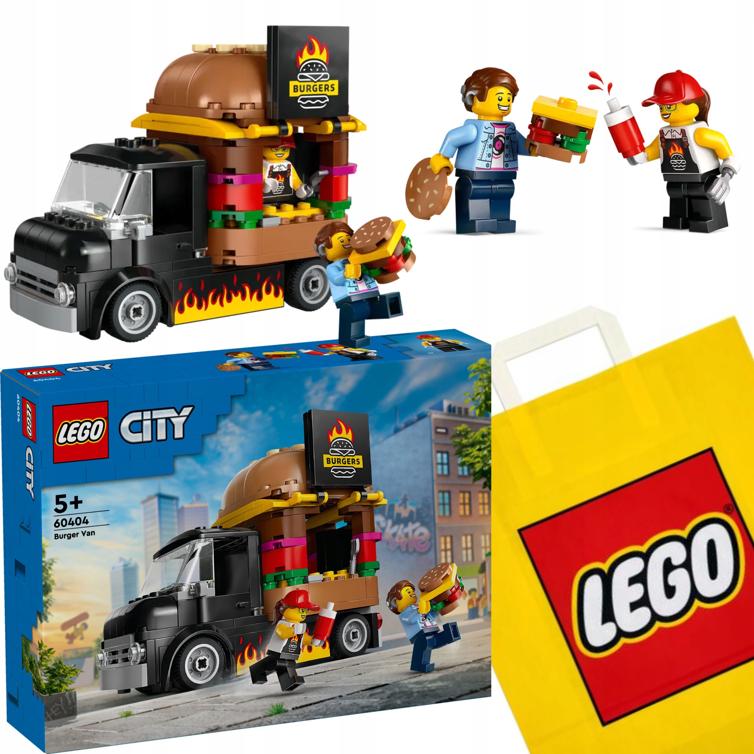LEGO CITY 60404 CIĘŻARÓWKA Z BURGERAMI + GRATIS TORBA LEGO PREZENT ...