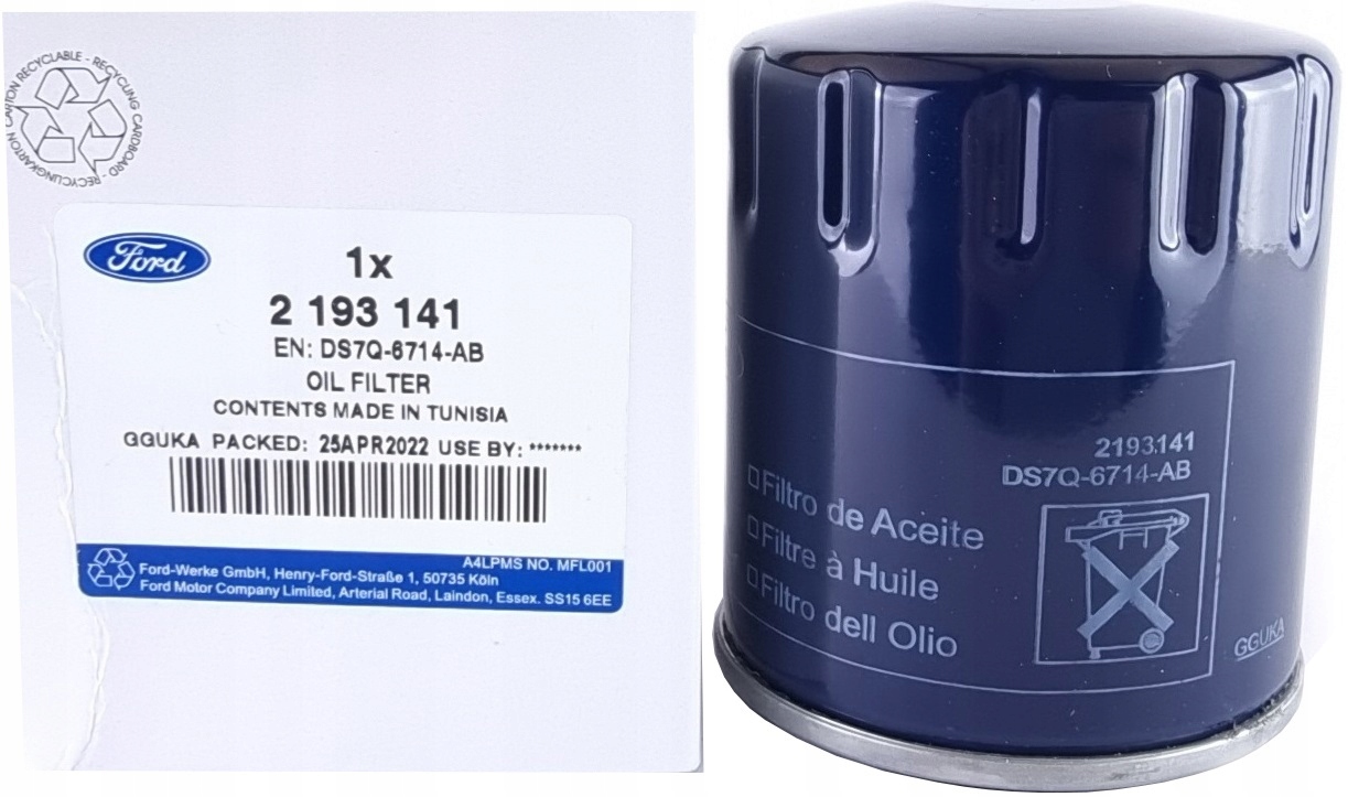 OLEJOVÝ FILTR MONDEO MK5 S-MAX 2.0 TDCi EDGE FOCUS _ 2193141 _ DS7Q ...