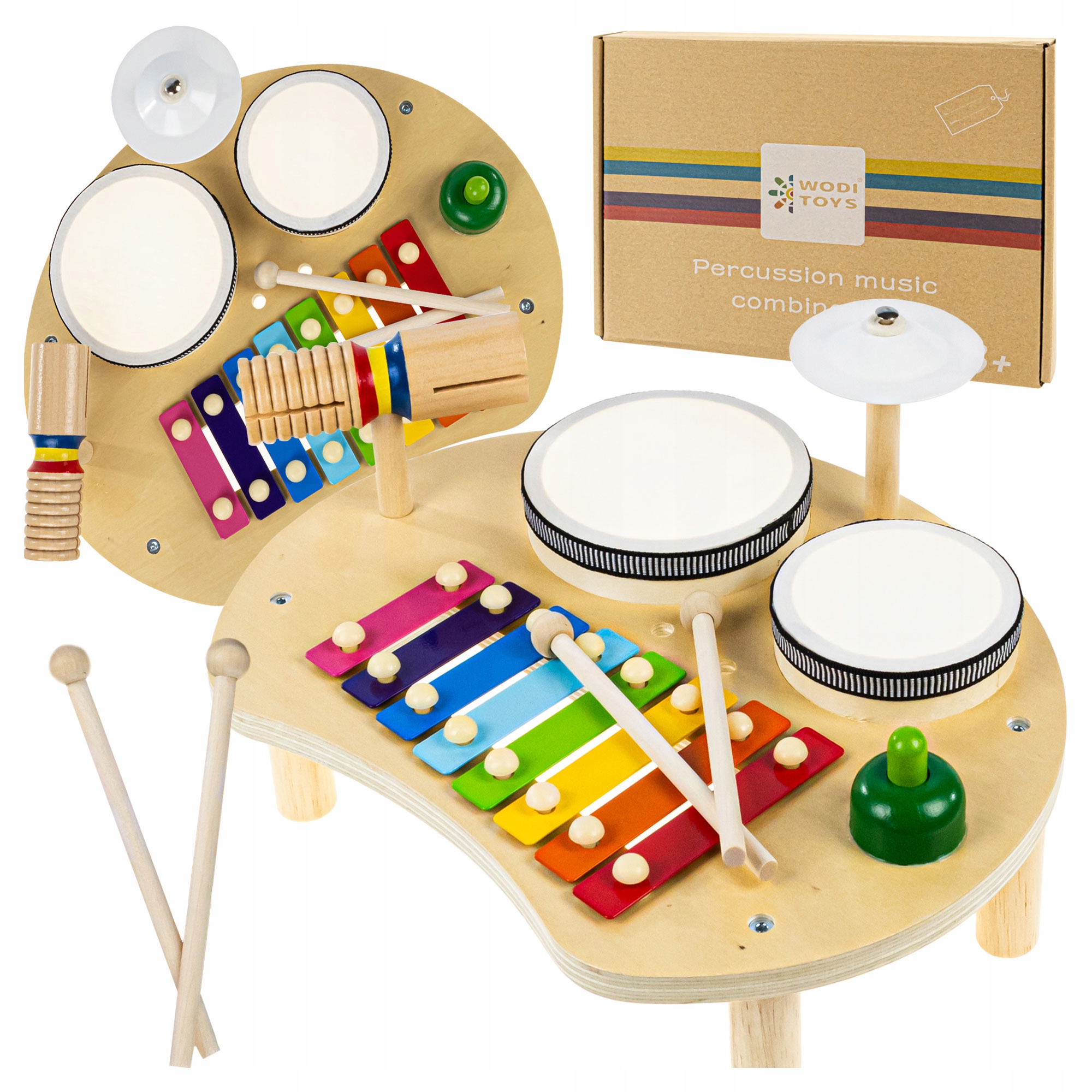 DREWNIANA PERKUSJA DLA DZIECI CYMBAŁKI ZABAWKA MUZYCZNA ZESTAW MUZYCZNY ...