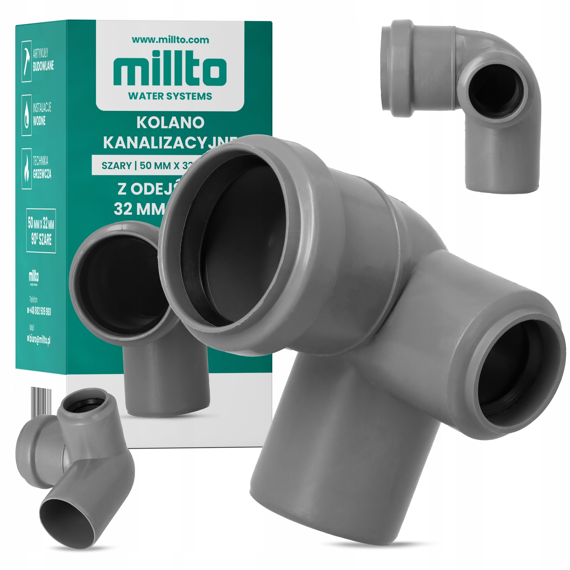 Kolano Kanalizacyjne Z Odejściem Prawe 50/32 90° (MI040203006-V10 ...