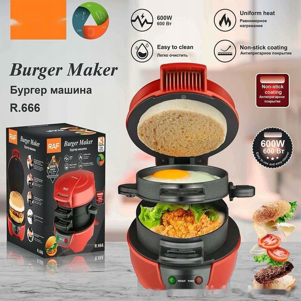 Burger Maker Multifunction Hamburger Presser Sandwich Machine - Red ...