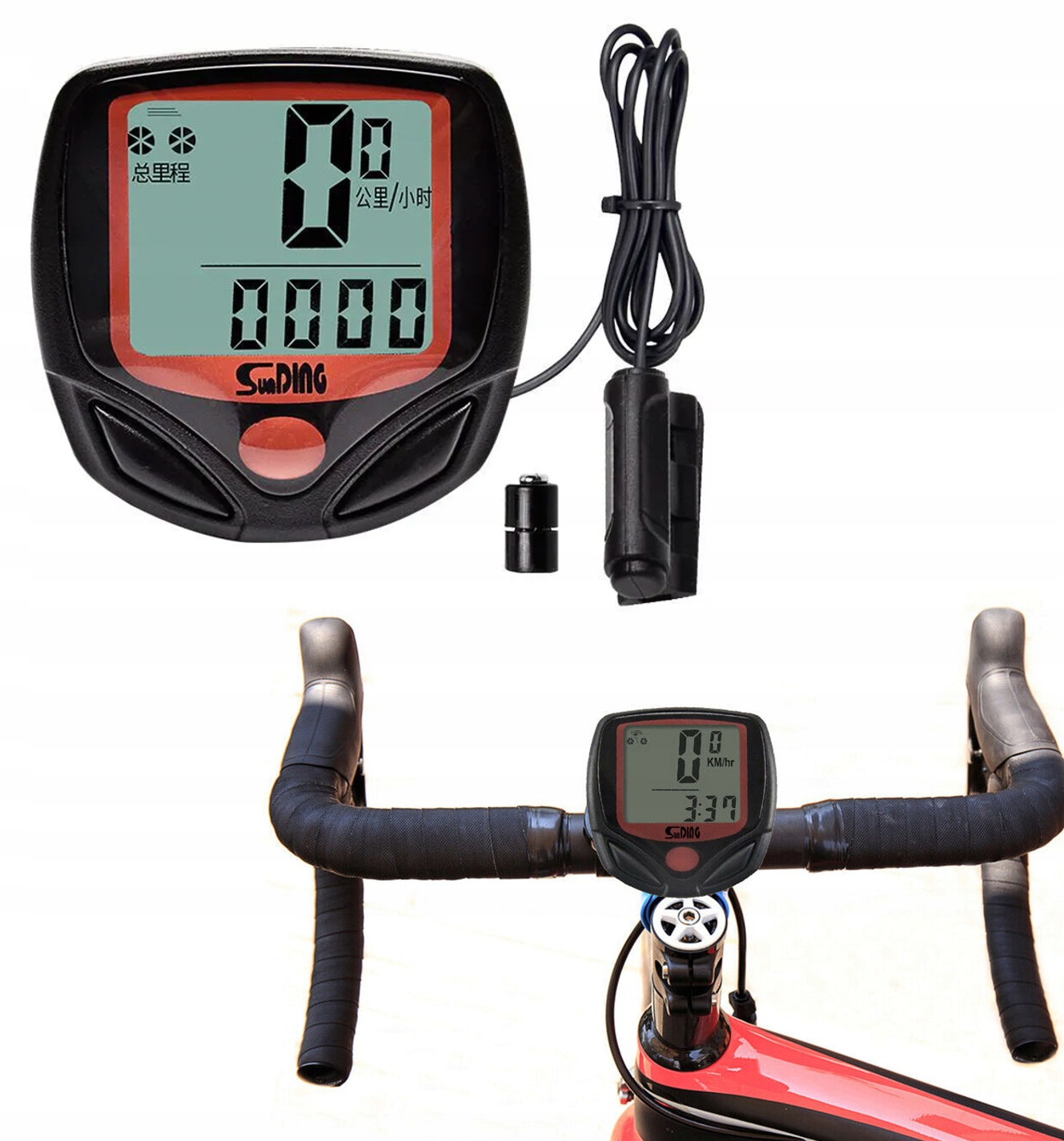 LICZNIK ROWEROWY LCD PRĘDKOŚCIOMIERZ DO ROWERU WODOODPORNY 15FUN + BAT ...