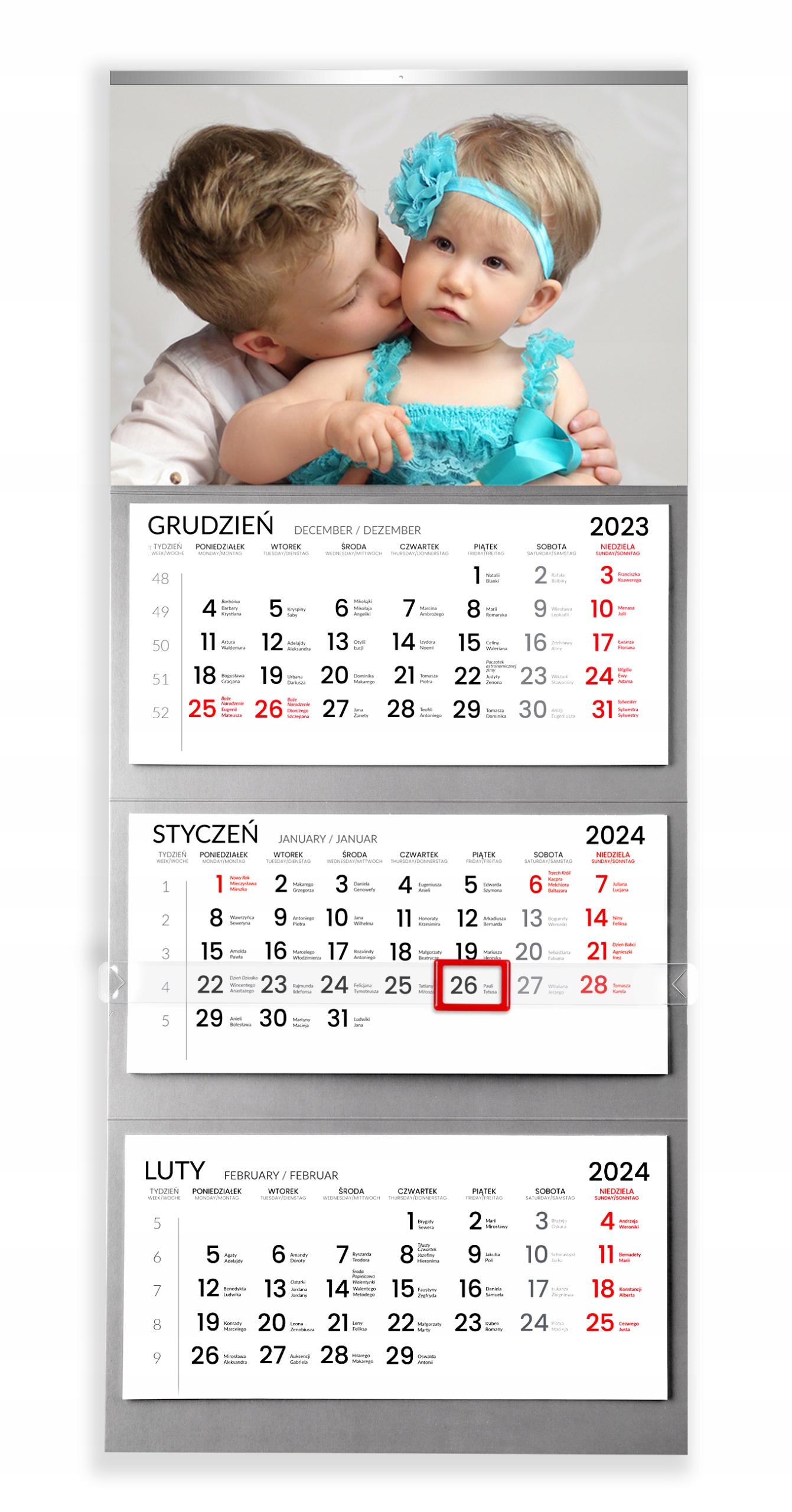 Foto-KALENDARZ TRÓJDZIELNY z własnym zdjęciem PREMIUM - 3 języki - 37 ... Foto-KALENDARZ TRÓJDZIELNY z własnym zdjęciem PREMIUM - 3 języki - 37 ...