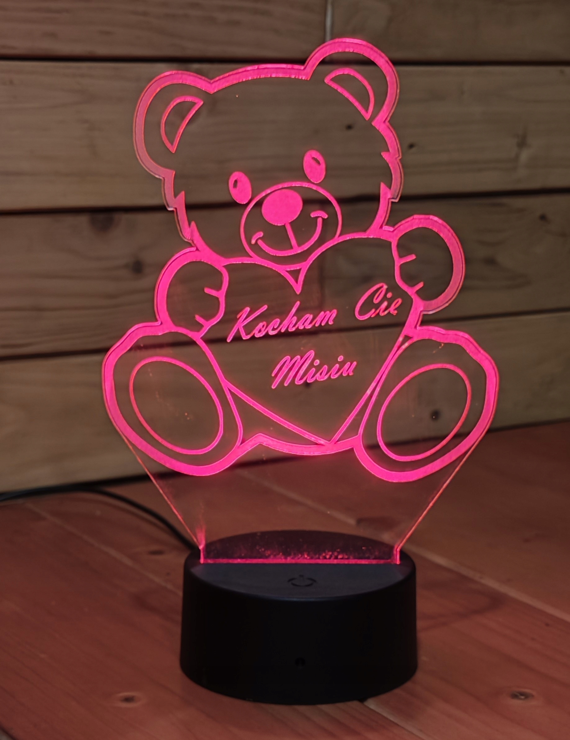 Lampka Led Miś Piękny Prezent Pilot Imię Dedykacja Walentynki ...