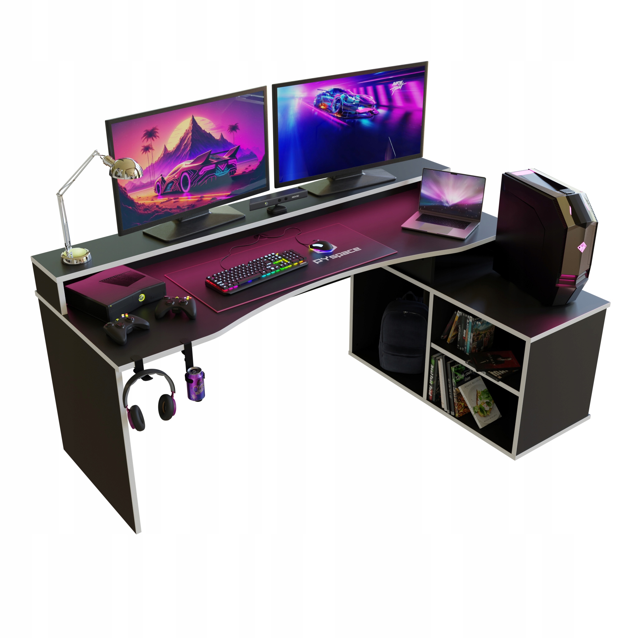 Czarno-białe biurko SUPERNOVA214 LED • Cena, Opinie • Biurka ...